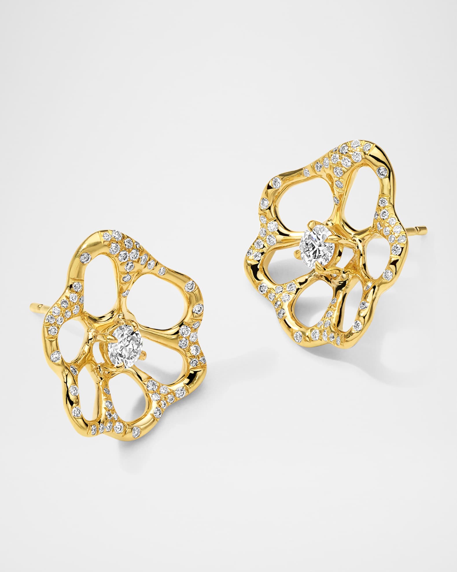 Ippolita 18K Stardust Drizzle Flora Medium Diamond Stud Earrings ...