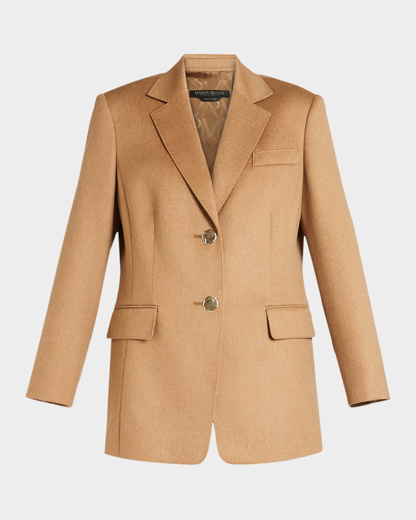 Marina Rinaldi Plus Size Biagio Camel Wool Blazer | Neiman Marcus