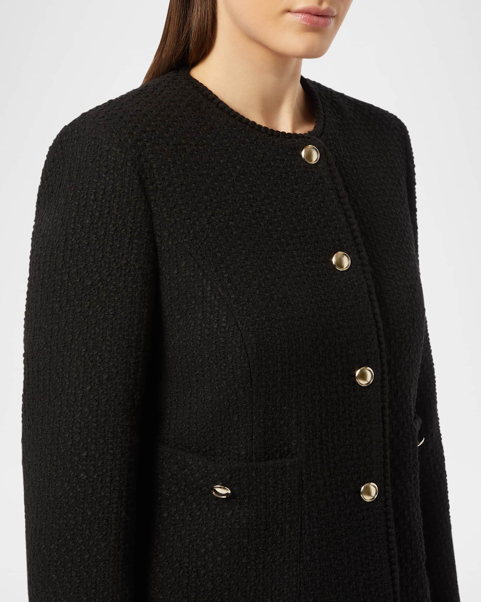 Marina Rinaldi Plus Size Canosa Button-Down Tweed Jacket | Neiman Marcus