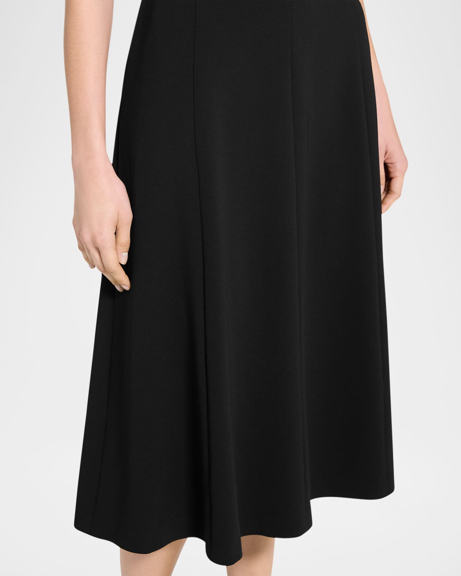 Theory Admiral Crepe Flared Short-Sleeve Midi Dress | Neiman Marcus