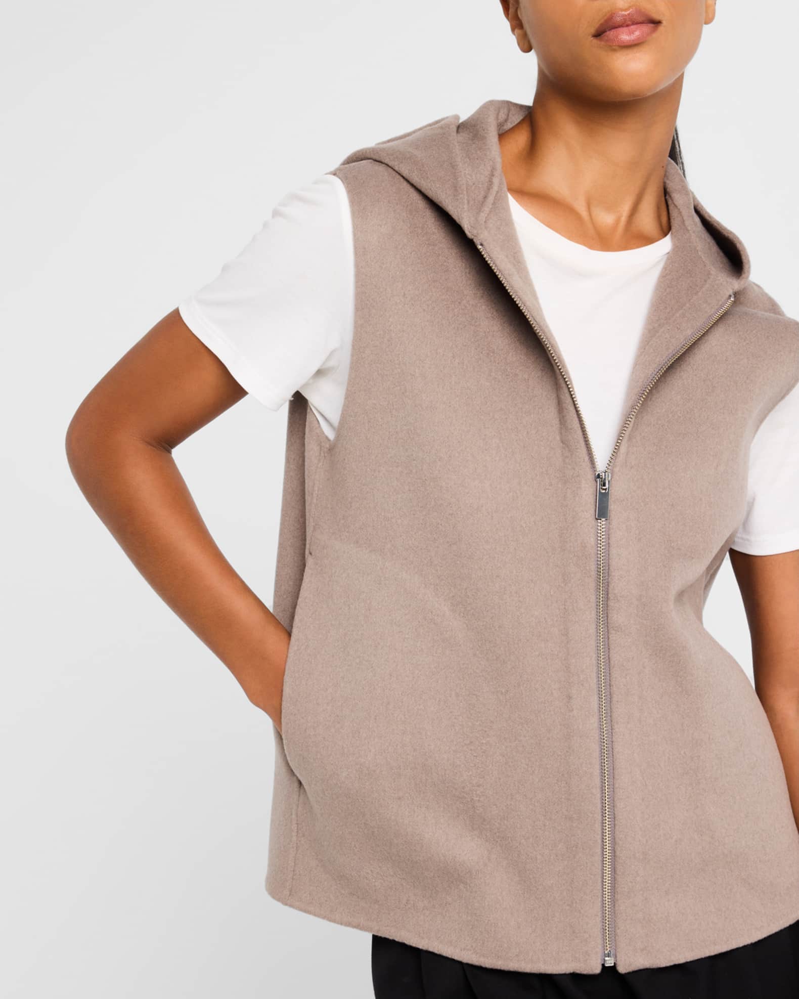 Theory New Divide Wool Hooded Vest | Neiman Marcus