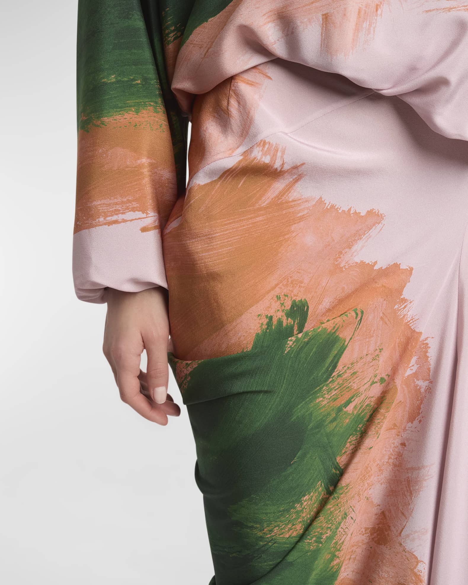 Dries Van Noten Saren Brushstroke-Print Asymmetric Maxi Skirt | Neiman ...
