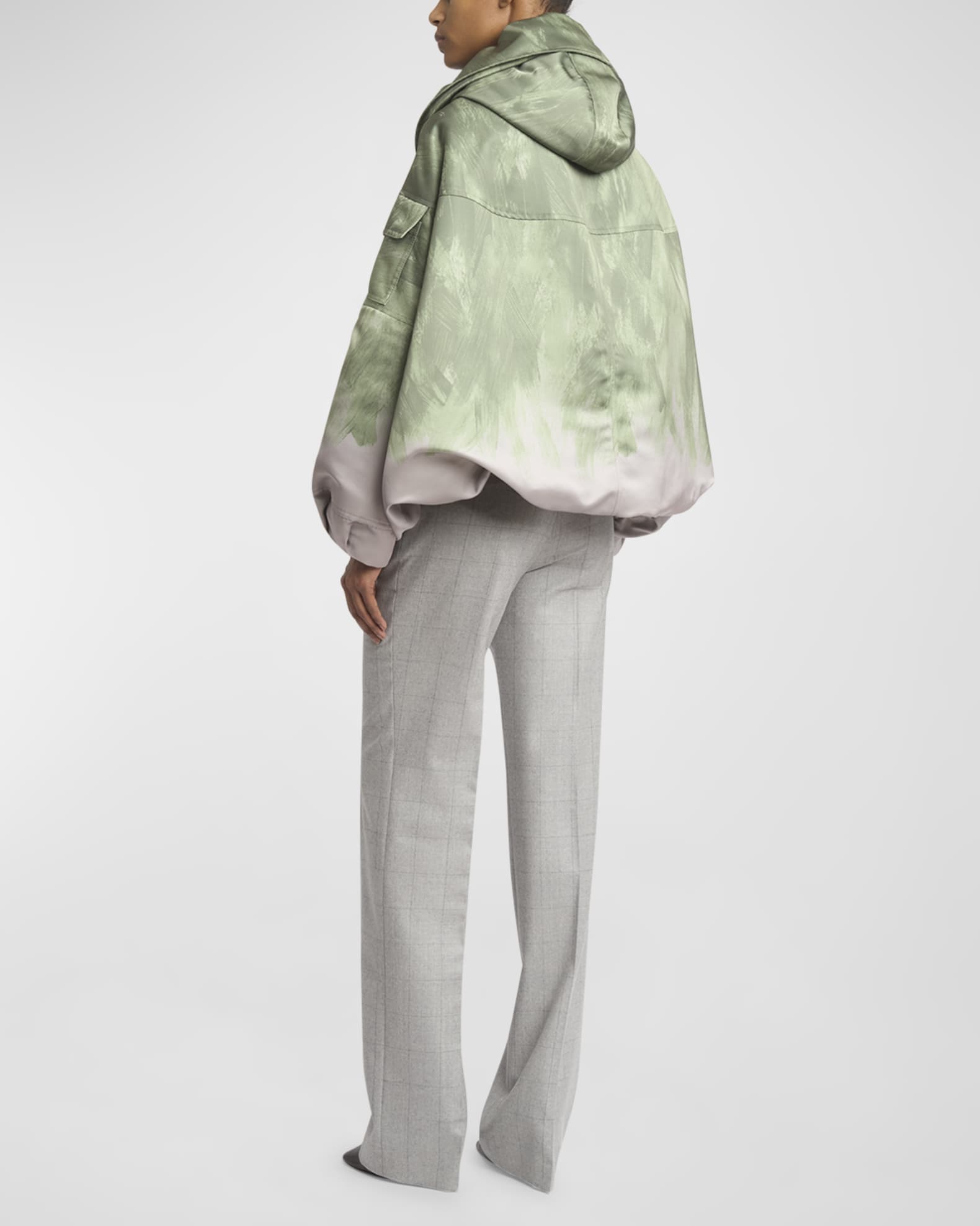 Dries Van Noten Vanilla Brushstroke-Print Hooded Balloon Jacket ...