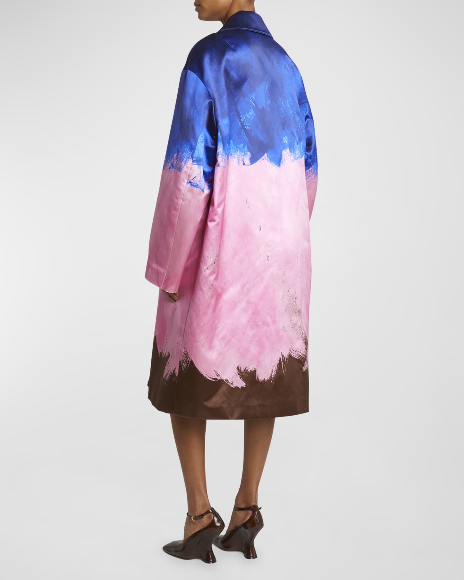 Dries Van Noten Ranks Brushstroke-Print Oversized Silk Coat | Neiman Marcus