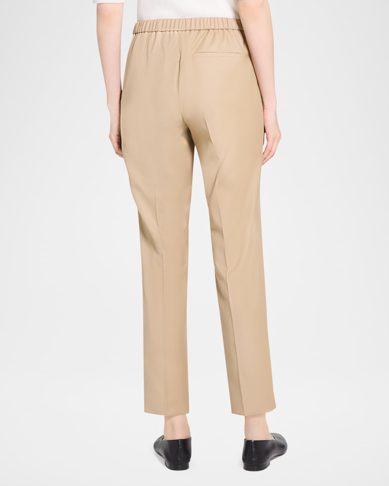 Theory Treeca Virgin Wool Flannel Cropped Pull-On Pants | Neiman Marcus