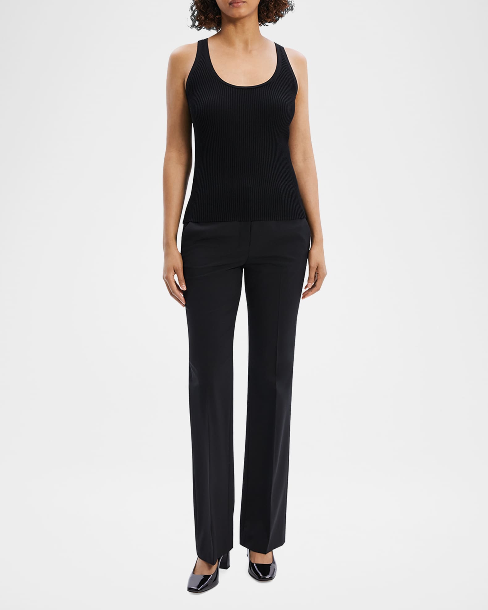 Scoop-Neck Ribbed Tank Top | Neiman Marcus