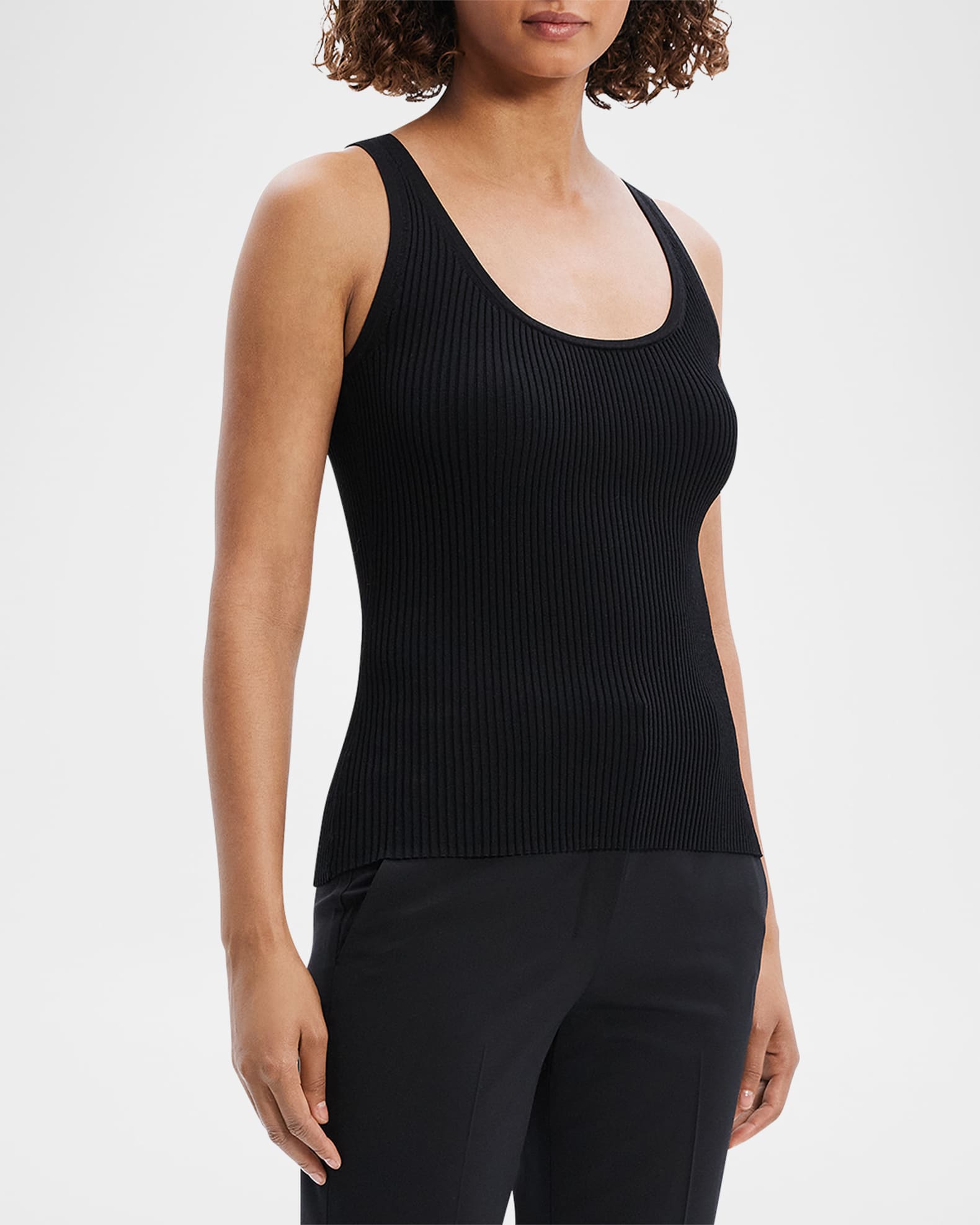 Theory Scoop-Neck Ribbed Tank Top | Neiman Marcus