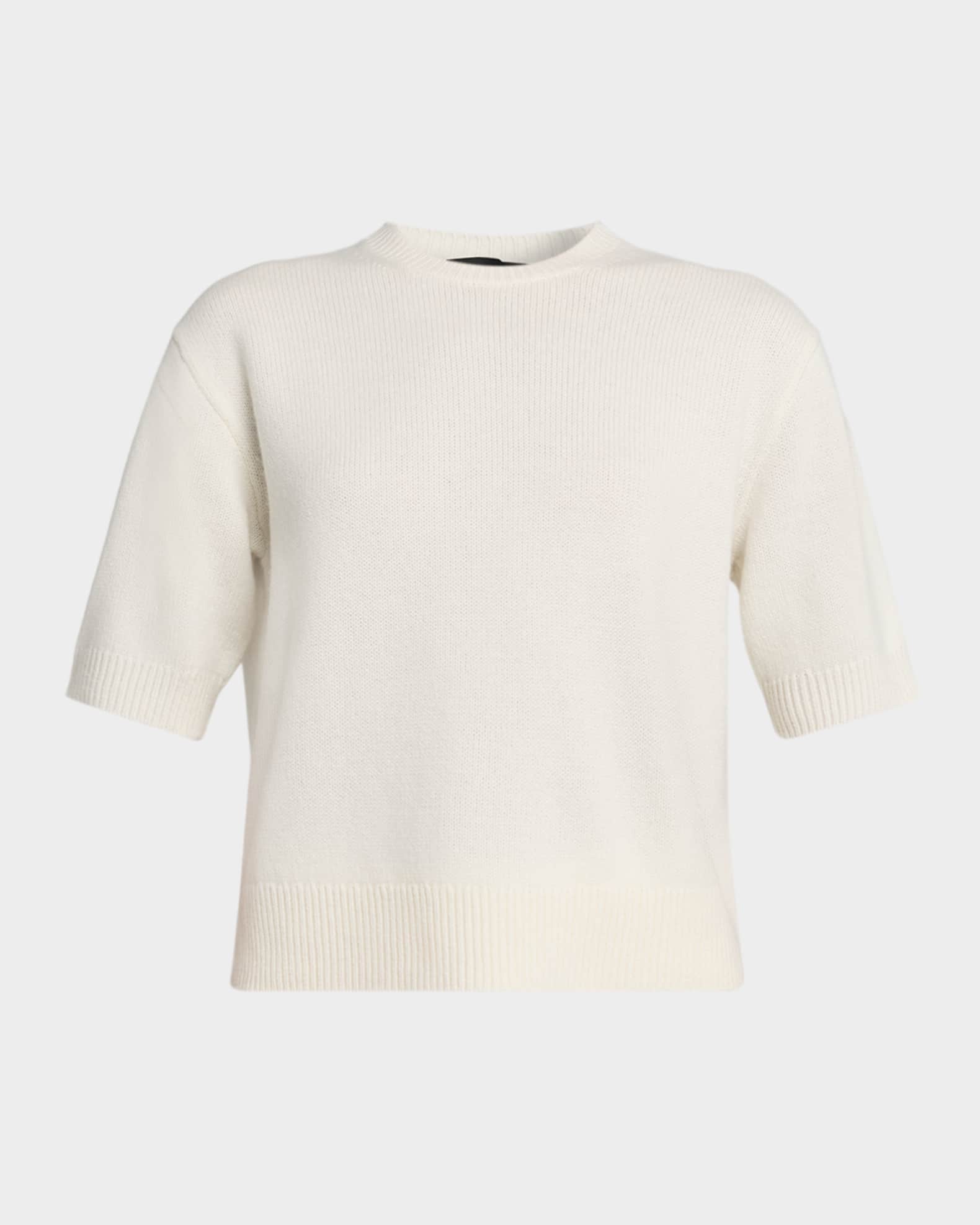 Theory Cashmere Cropped Short-Sleeve T-Shirt | Neiman Marcus