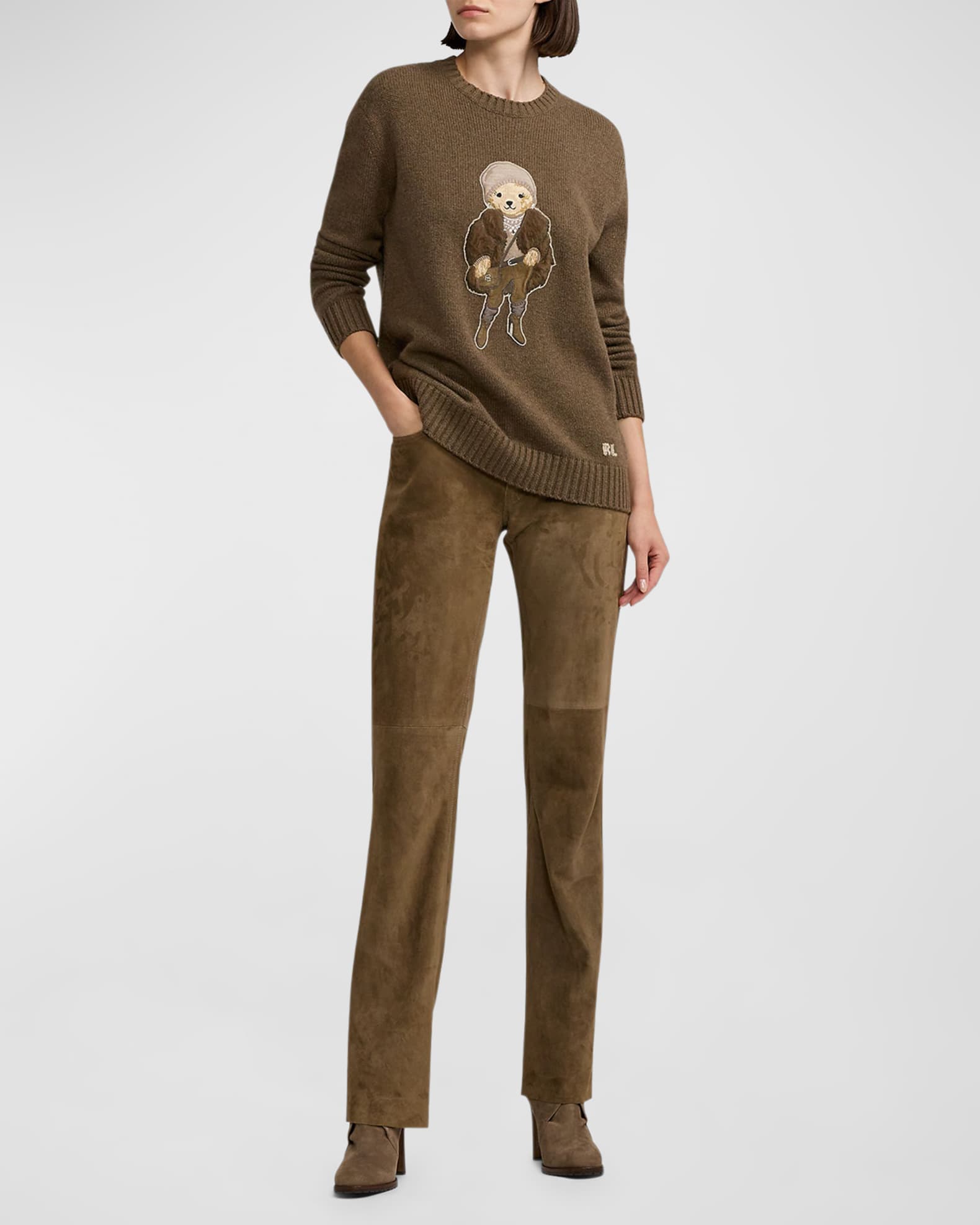 Ralph Lauren Collection Scottie Lamb-Suede Pants | Neiman Marcus