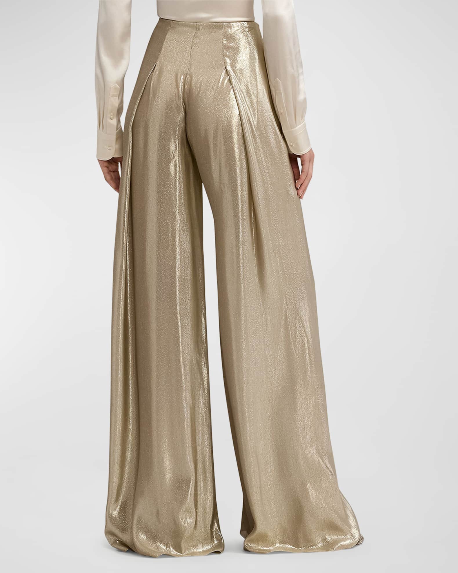 Ralph Lauren Collection Franncis Striped Metallic Chiffon Pants ...