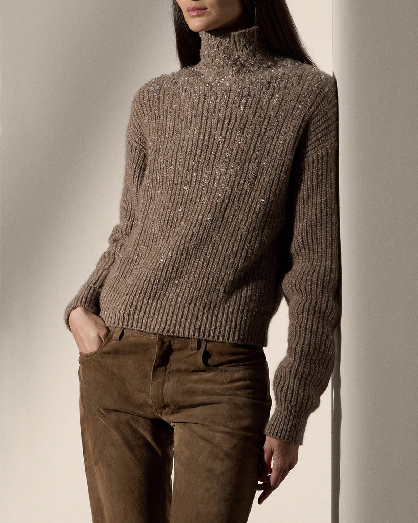 Ralph Lauren Collection Embellished Cashmere Mockneck Sweater | Neiman ...