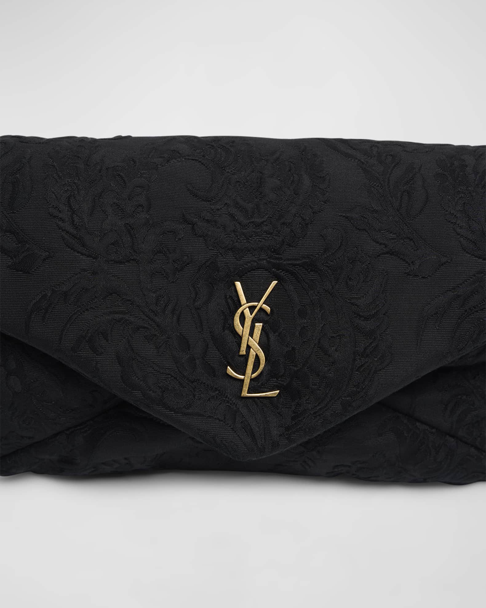 Saint Laurent Large YSL Envelope Pouch in Lace Brocade Wool | Neiman Marcus