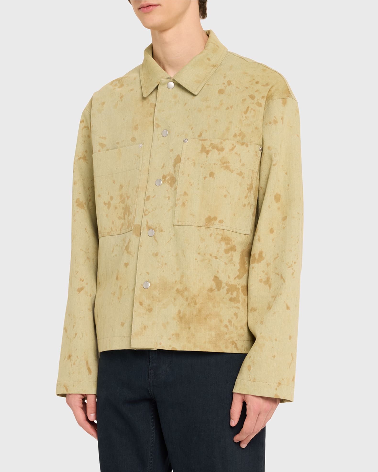 FRAME Men's Painted Denim Overshirt | Neiman Marcus