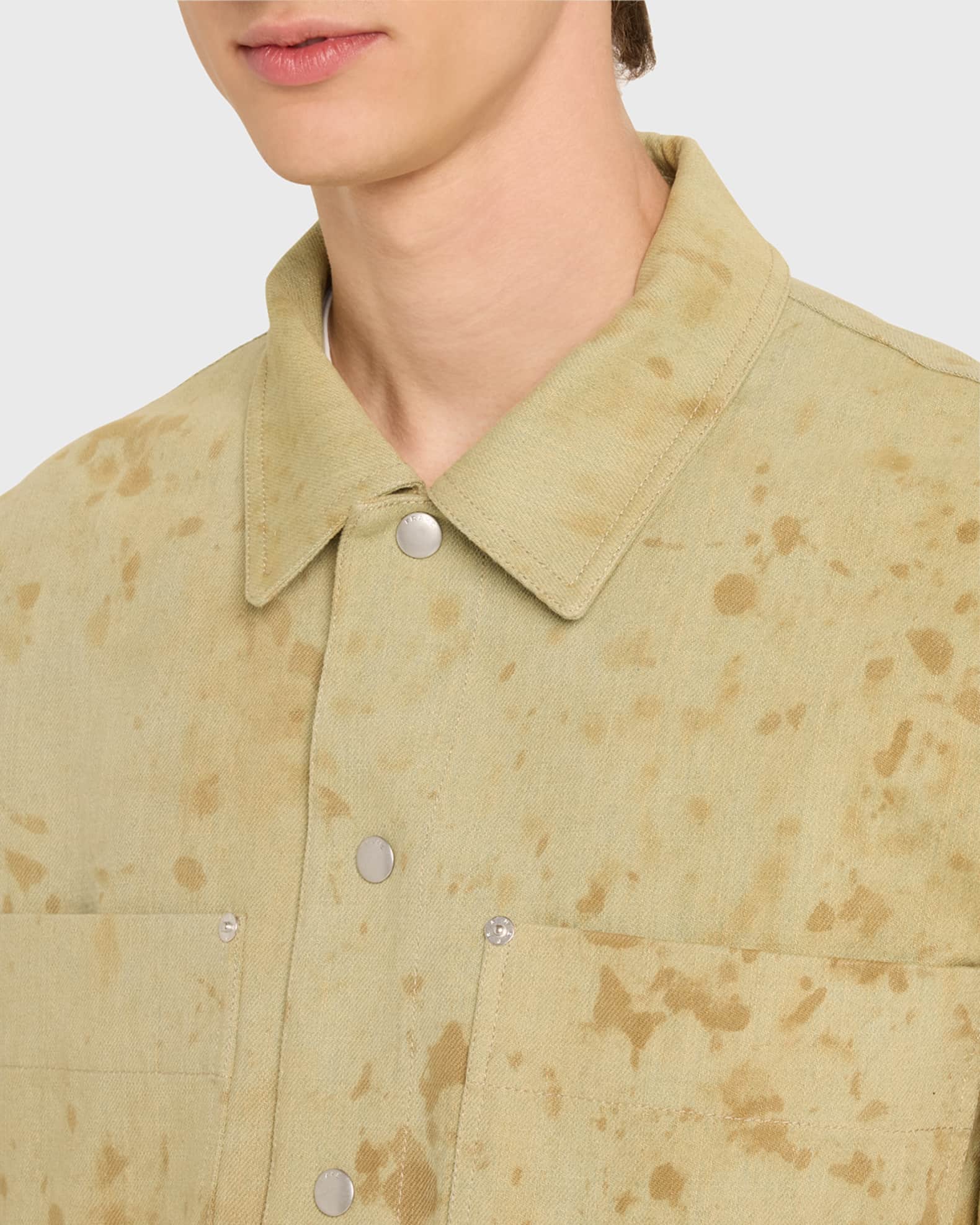 FRAME Men's Painted Denim Overshirt | Neiman Marcus