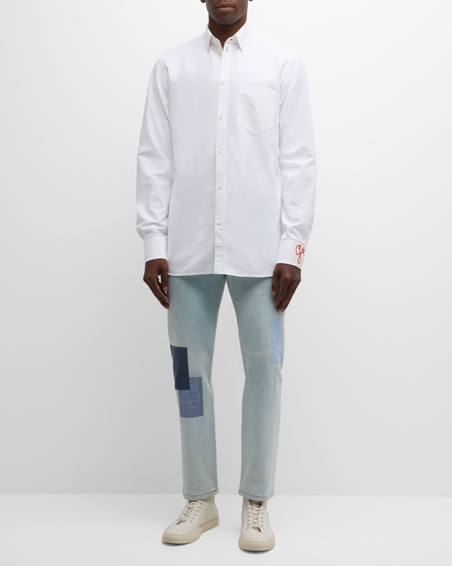 Golden Goose Men's Compact Oxford Logo Sport Shirt | Neiman Marcus