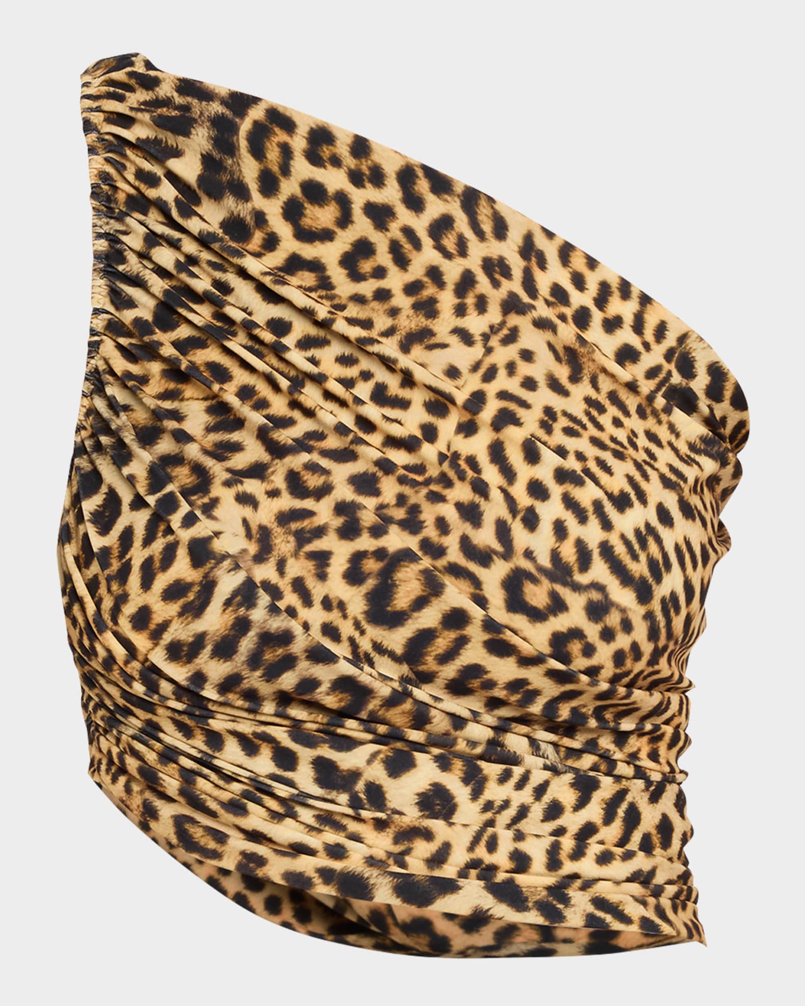 Norma Kamali Diana Leopard Shirred Bikini Top | Neiman Marcus
