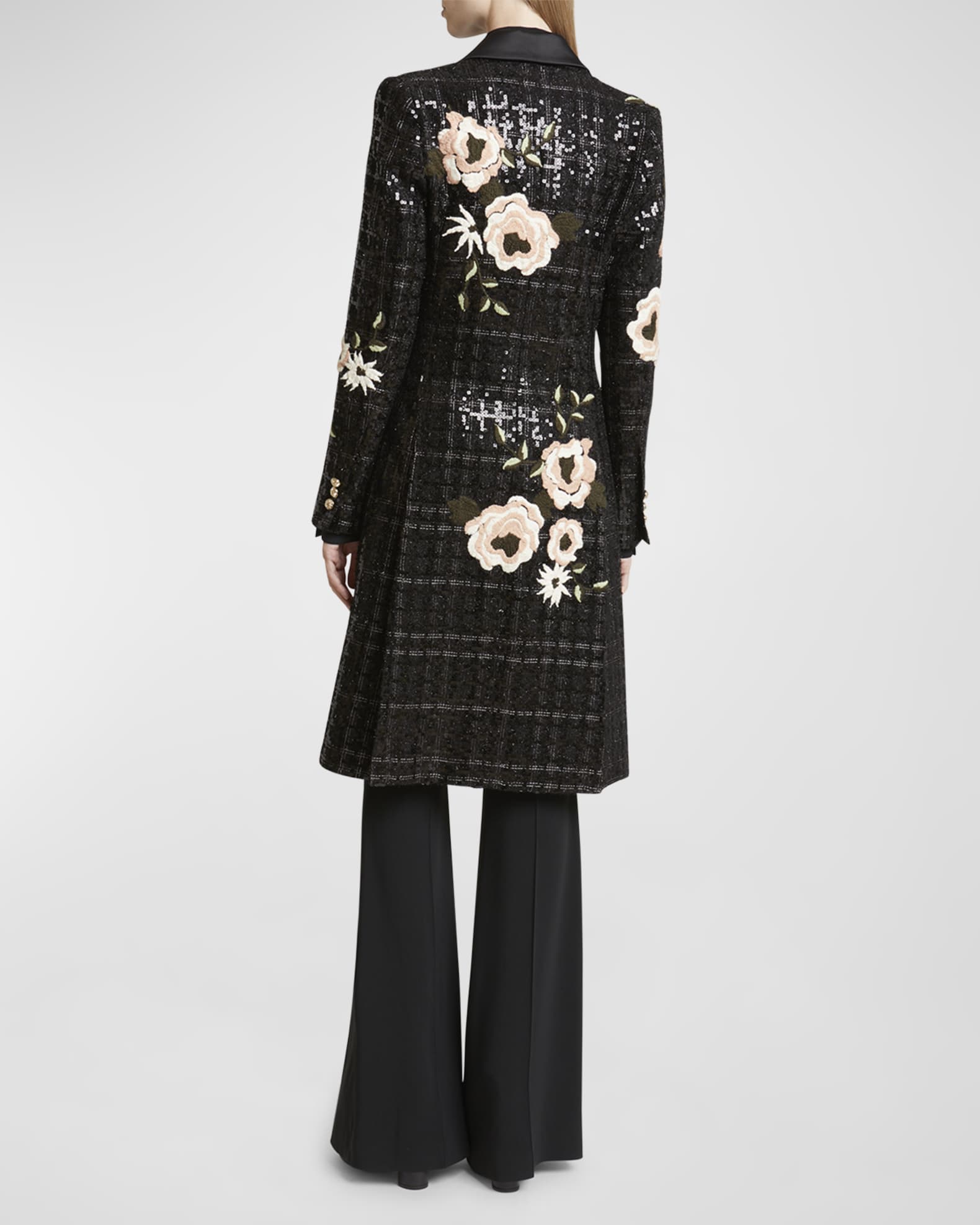 Elie Saab Floral Embroidered Paillette Tweed Coat | Neiman Marcus
