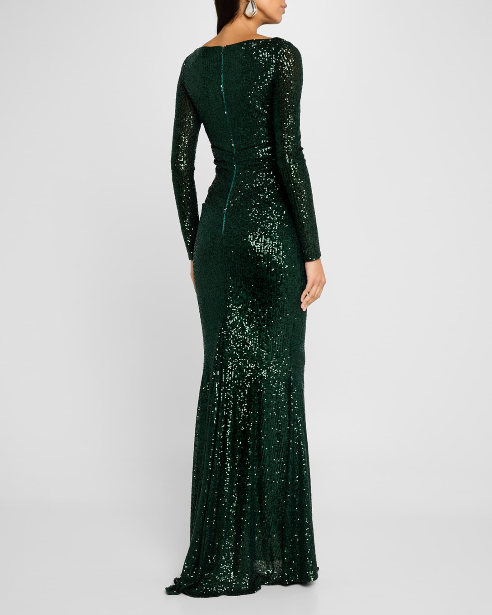 Talbot Runhof Tolga Matrix Micro Sequin Long-Sleeve Gown | Neiman Marcus