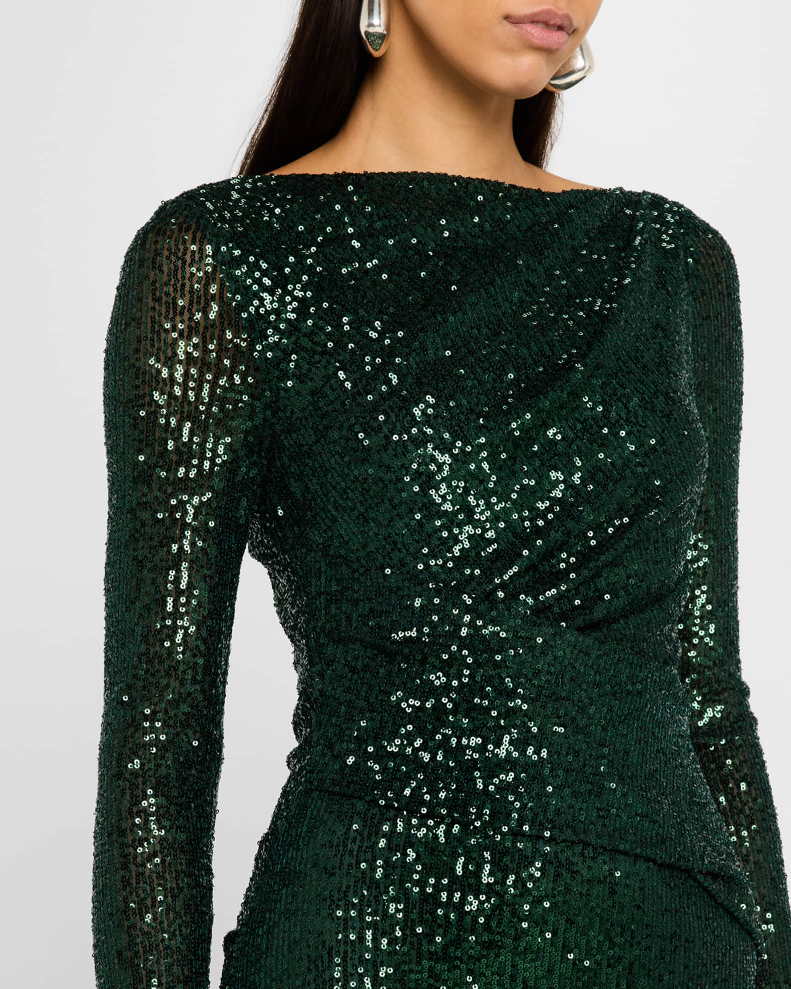 Talbot Runhof Tolga Matrix Micro Sequin Long-Sleeve Gown | Neiman Marcus
