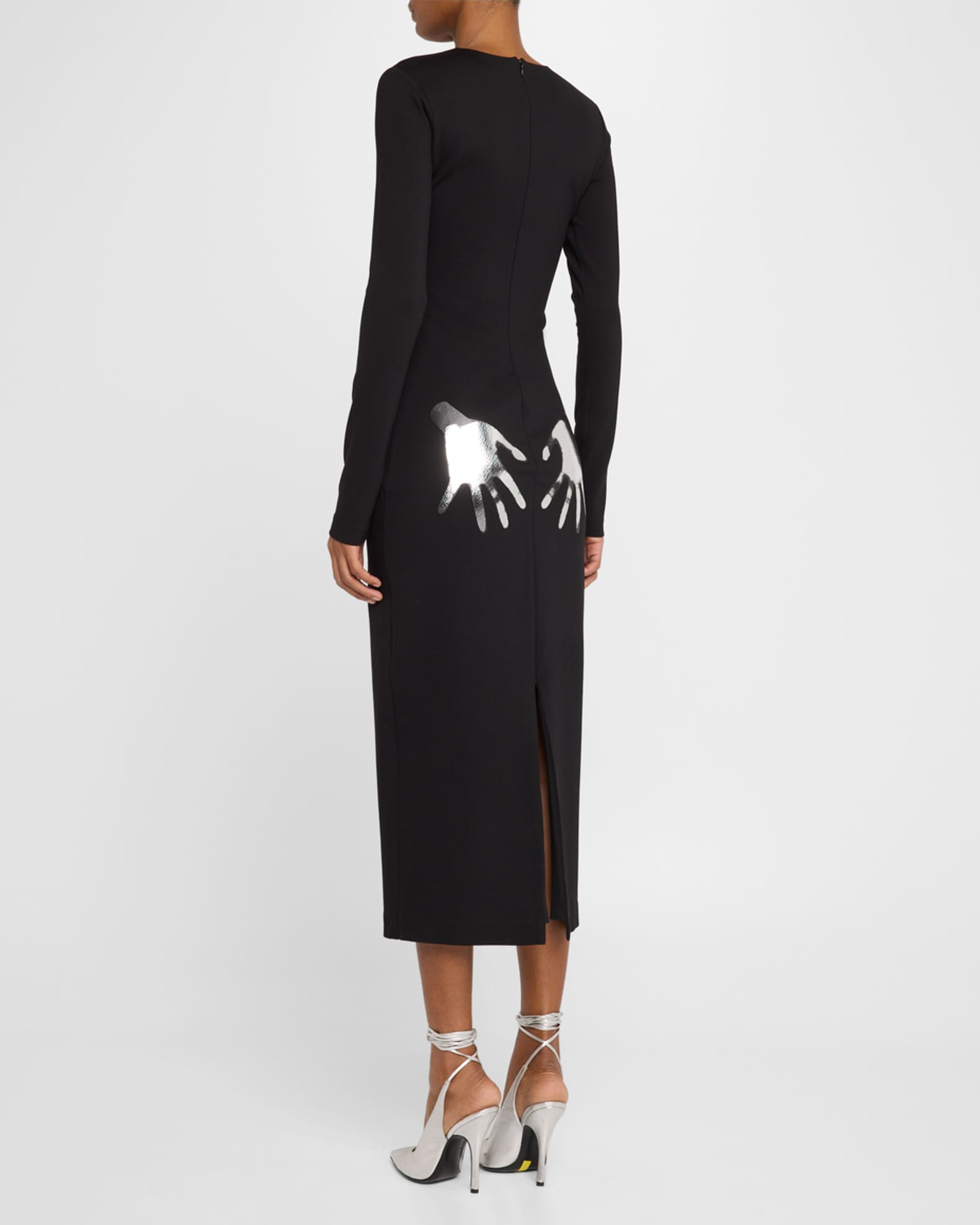AREA Handprint Body-Con Midi Dress | Neiman Marcus