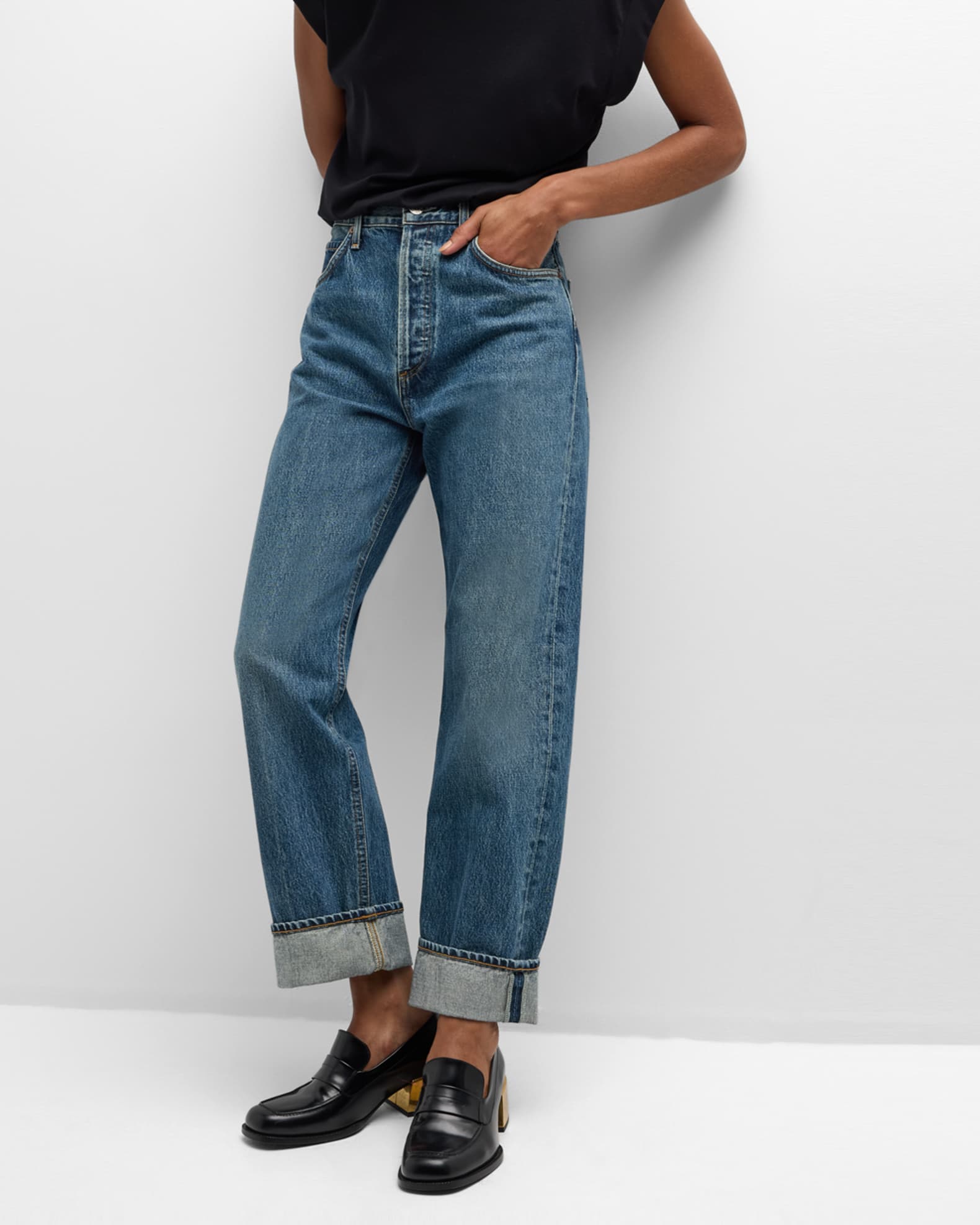 AGOLDE Fran Cuffed Jeans | Neiman Marcus