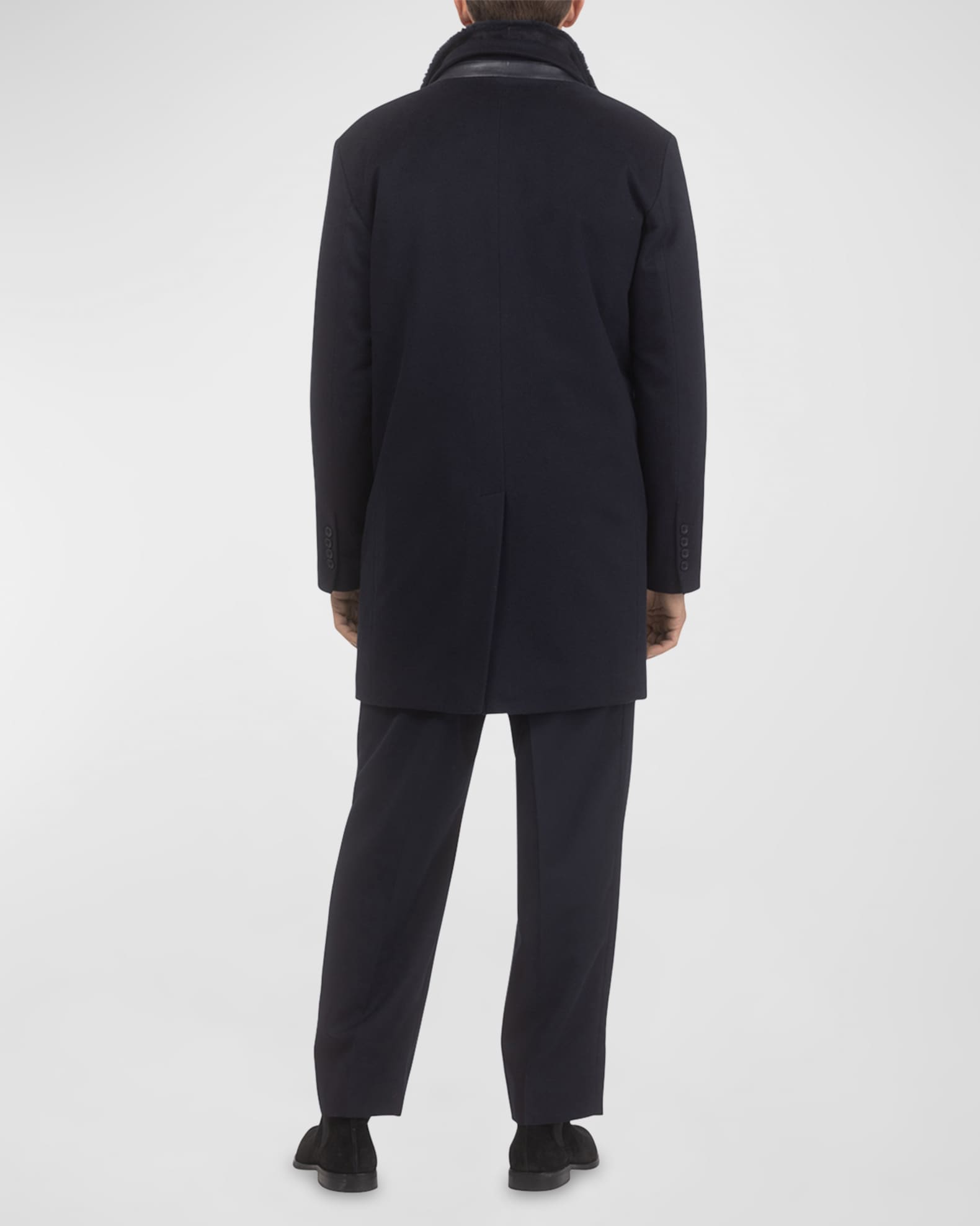 Gorski Men's Loro Wool Short Coat with Merino Shearling Lamb Trim ...