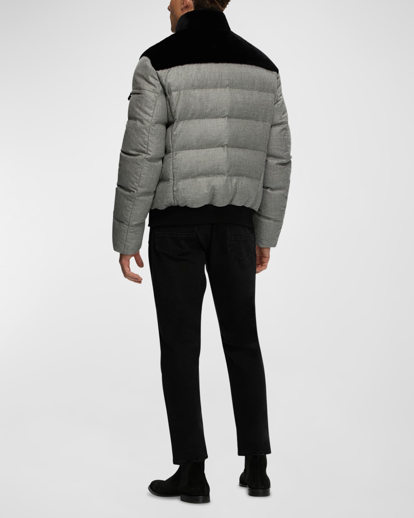 Gorski Men's Mixed-Media Lamb Shearling Quilted Bomber Jacket | Neiman ...