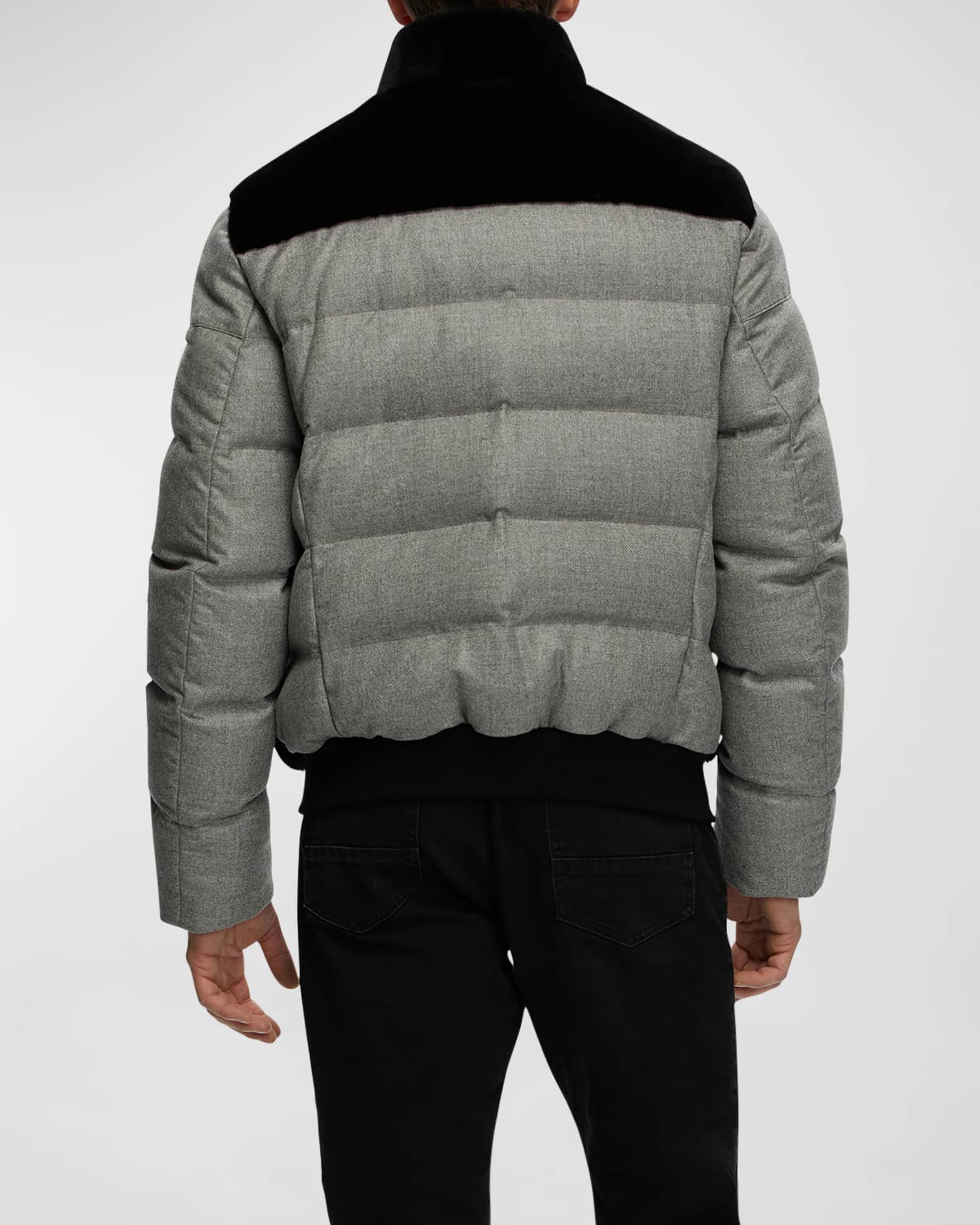 Gorski Men's Mixed-Media Lamb Shearling Quilted Bomber Jacket | Neiman ...