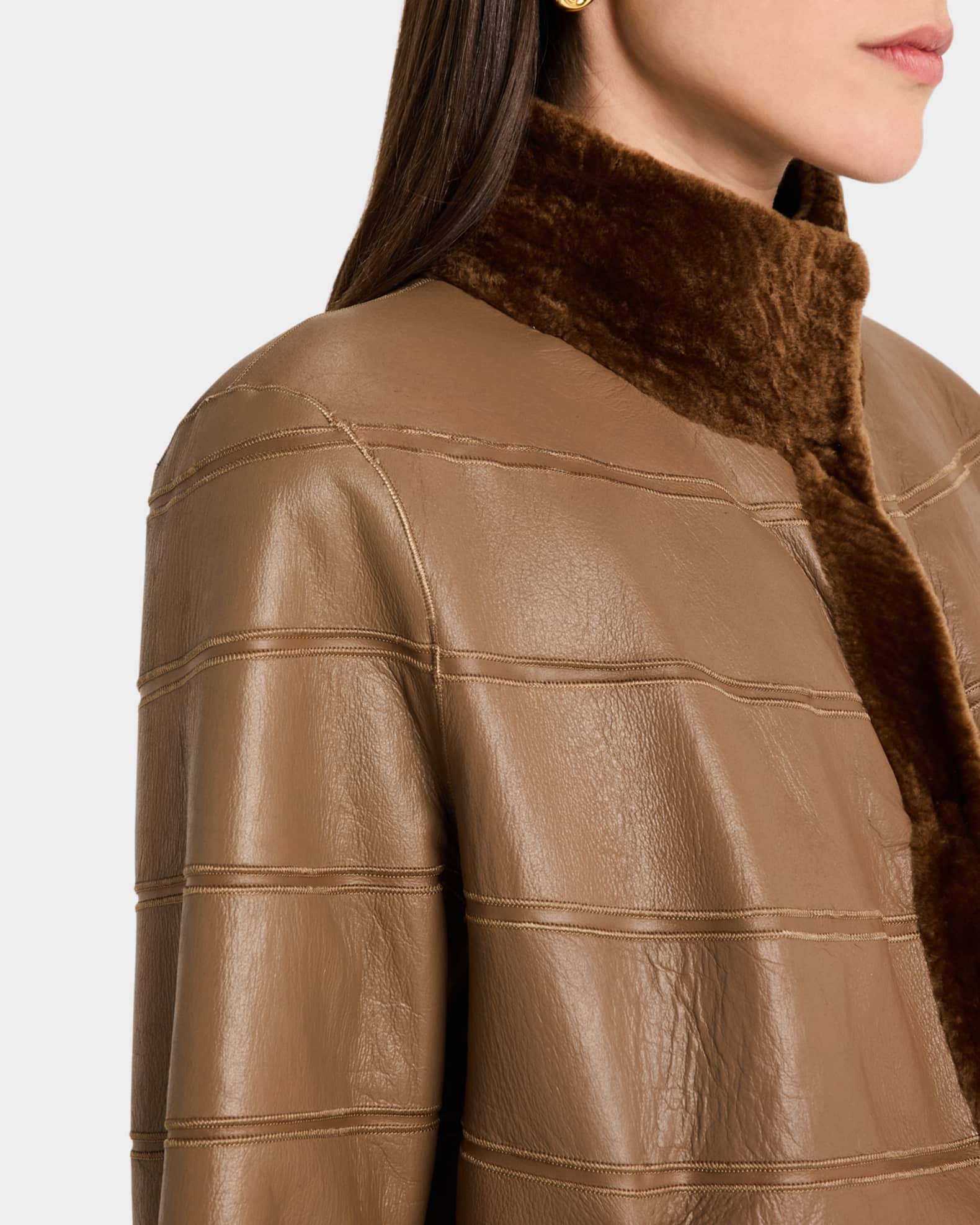 Gorski Reversible Textured Lamb Shearling Jacket | Neiman Marcus
