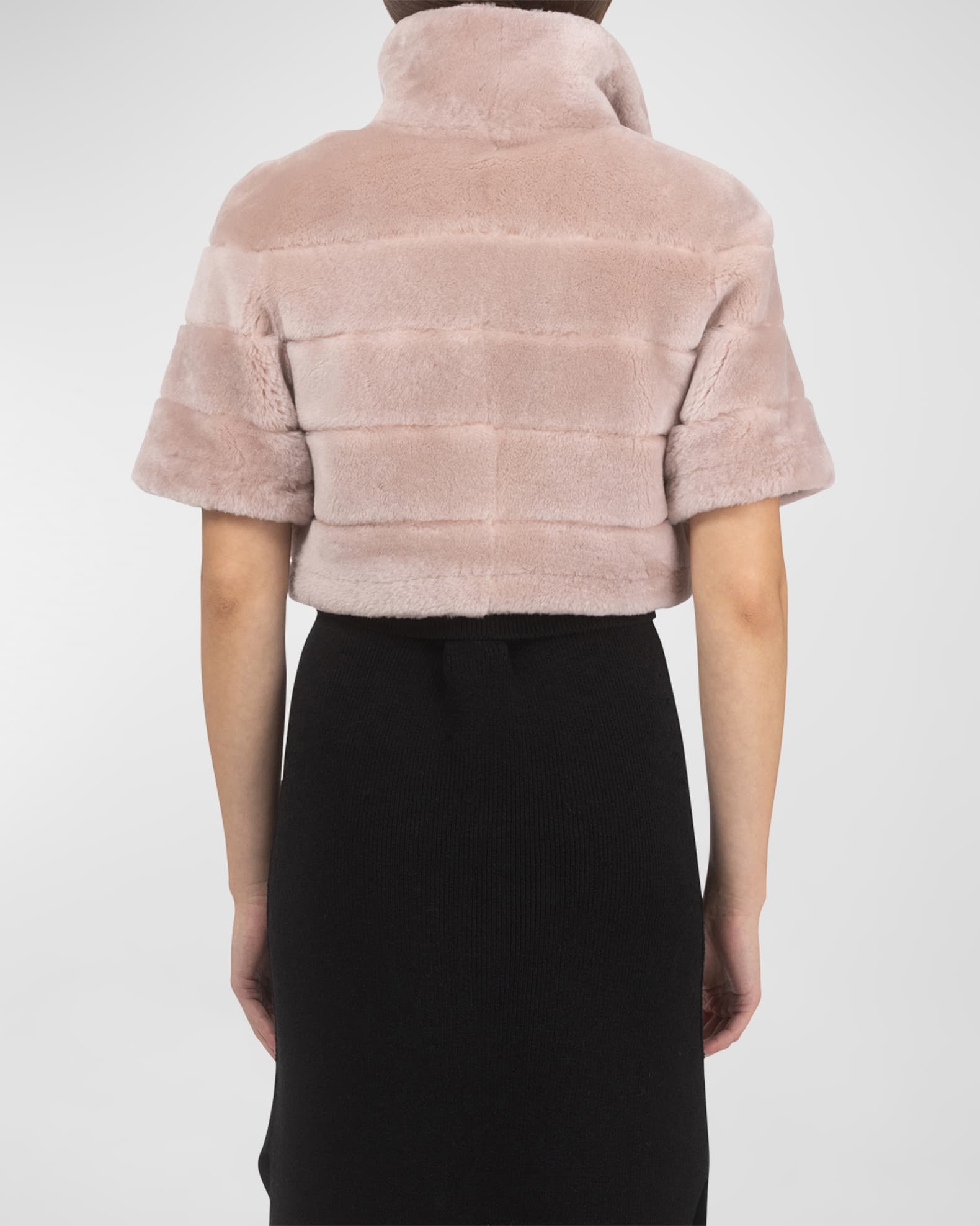 Gorski Reversible Lamb Shearling Bolero Jacket With Cropped Sleeves ...