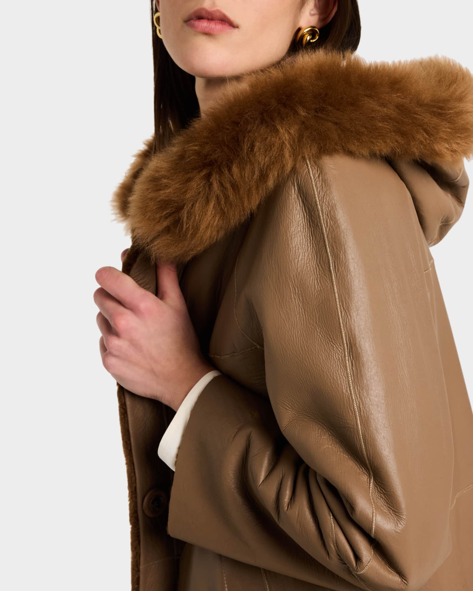 Gorski Reversible Textured Lamb Shearling Parka With Merinillo Lamb ...