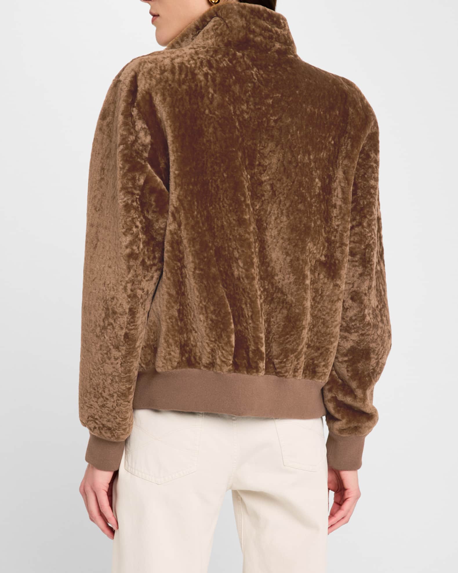 Gorski Reversible Textured Shearling Lamb Bomber Jacket | Neiman Marcus