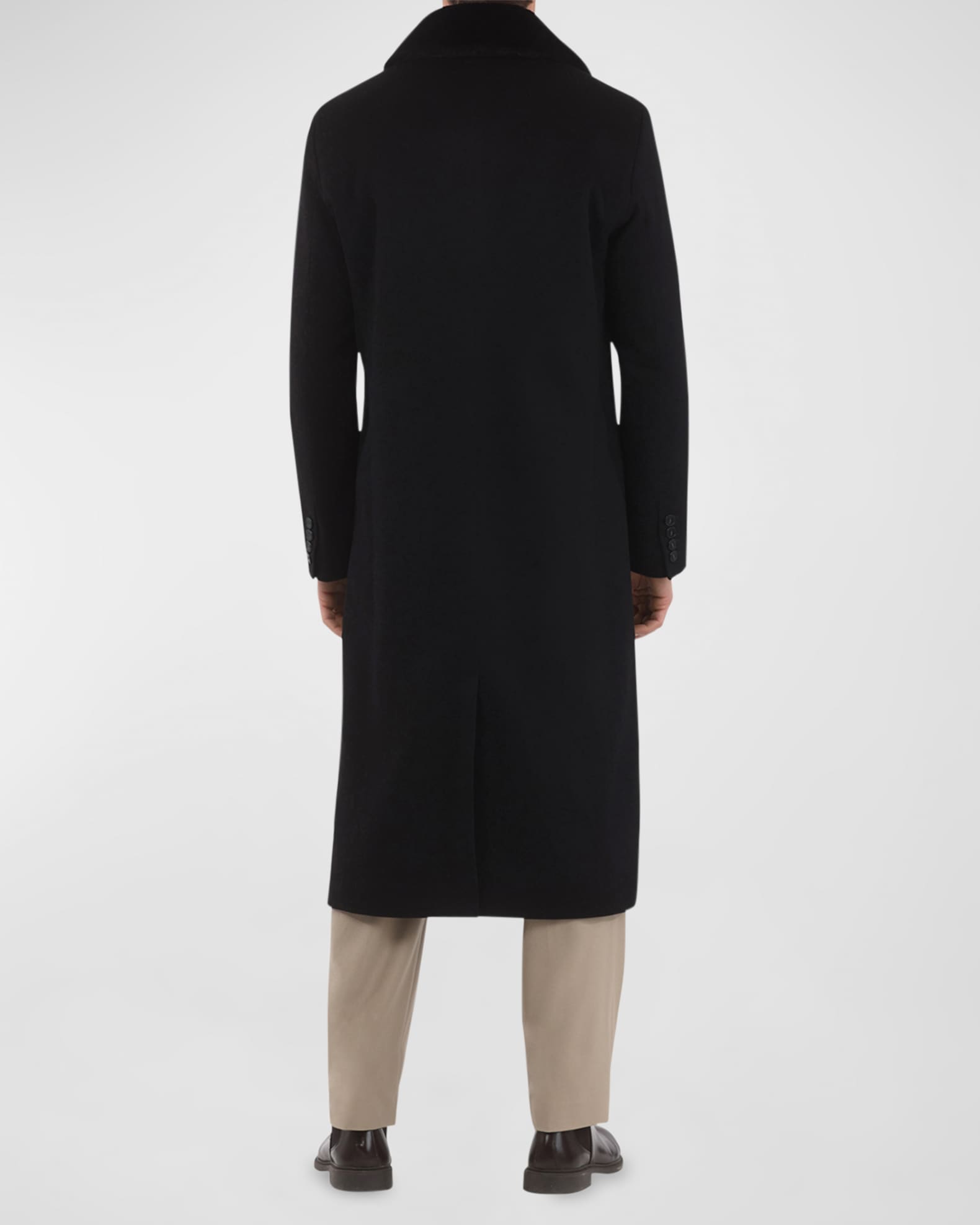 Gorski Men's Cashmere Coat with Detachable Lamb Shearling Collar ...