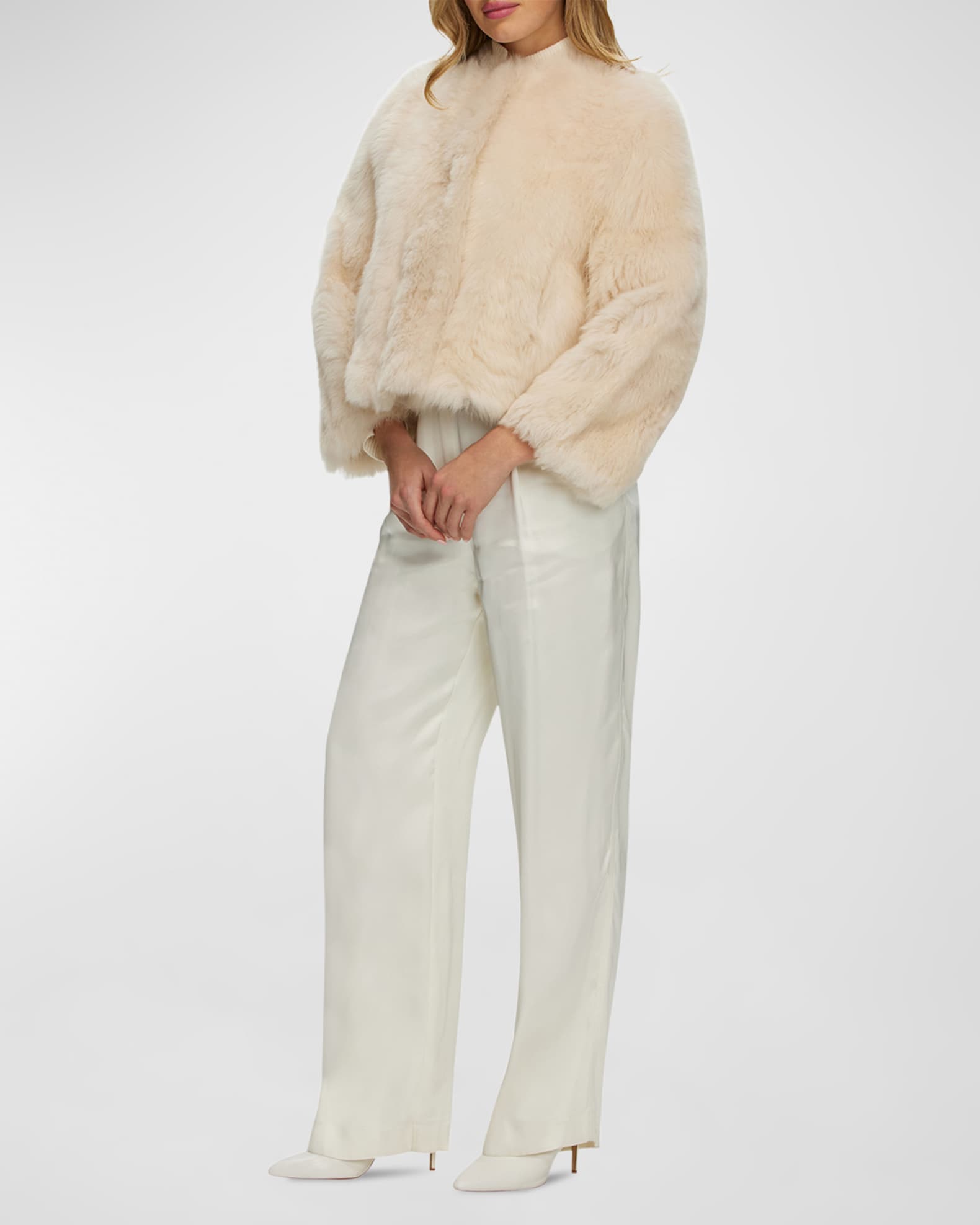 Gorski Reversible Toscana Shearling Lamb Collarless Jacket | Neiman Marcus