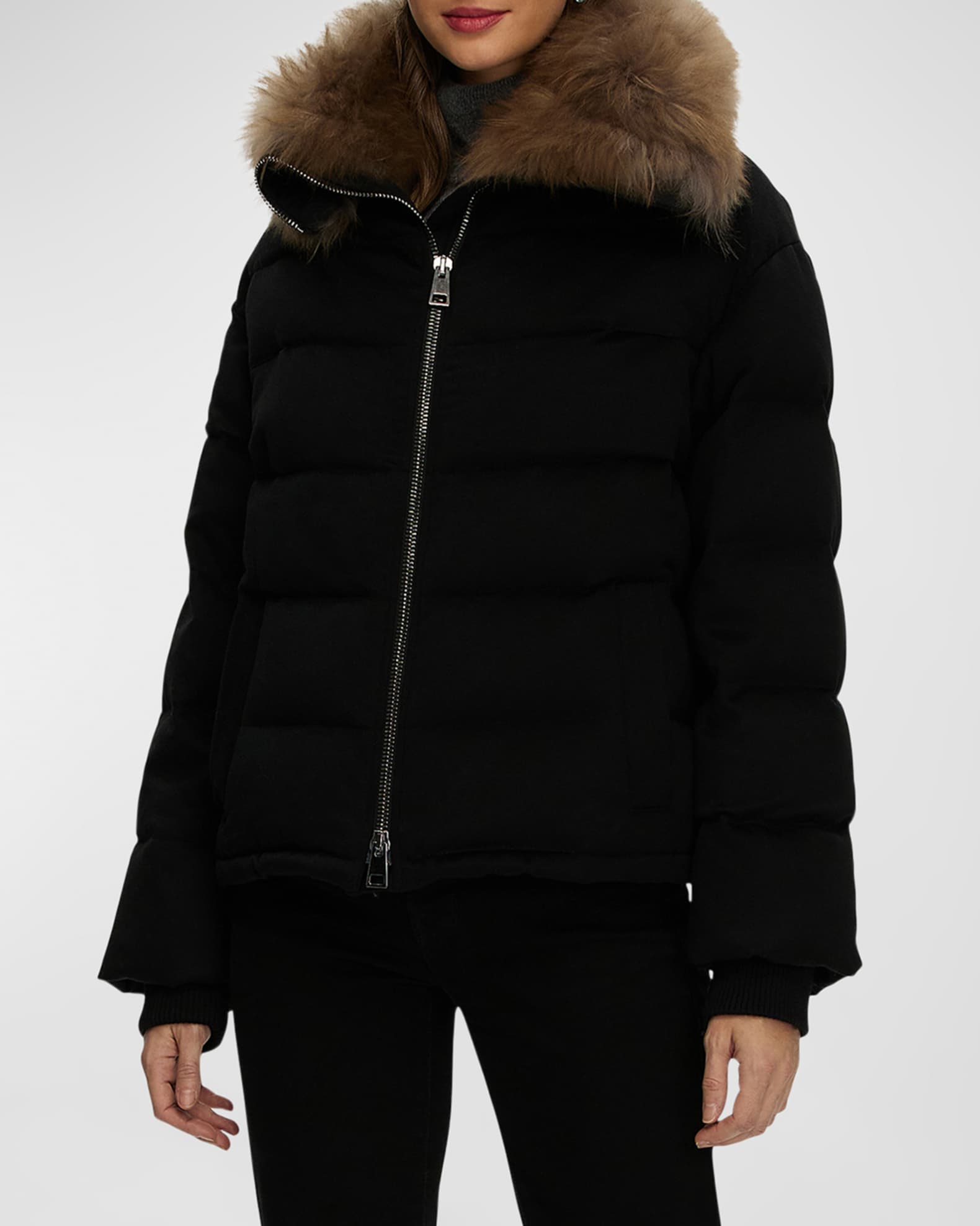Gorski Cashmere Down Jacket with Select Cashmere Goat Collar | Neiman ...