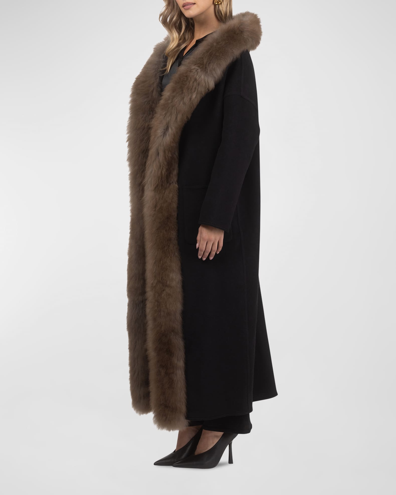 Gorski Cashmere Wrap Parka Jacket with Select Cashmere Goat Trim ...