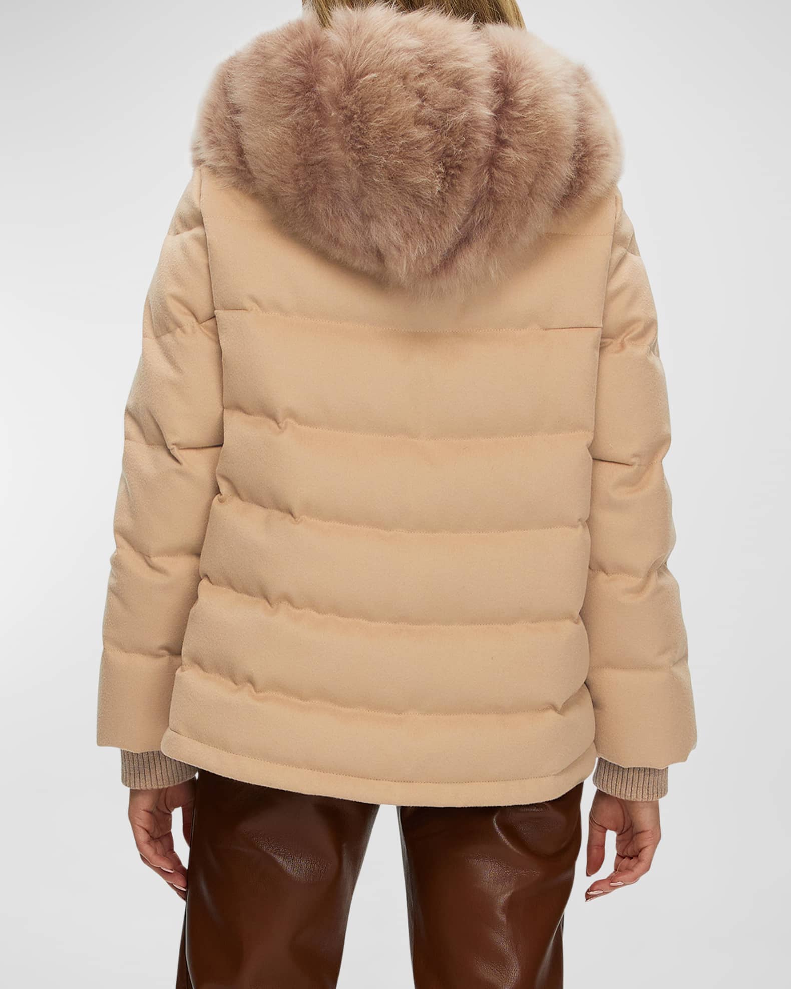 Gorski Cashmere Down Parka Jacket with Select Cashmere Goat | Neiman Marcus