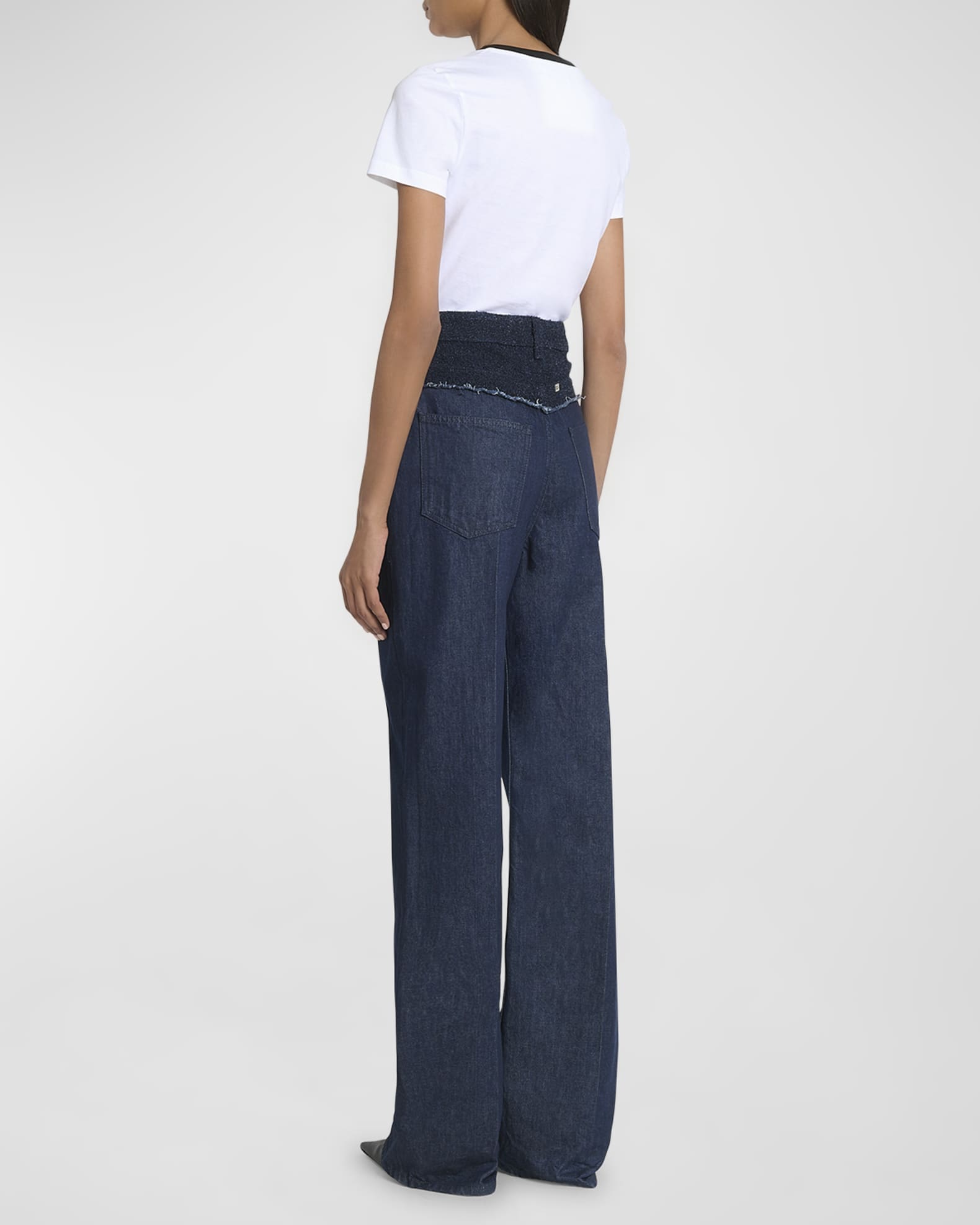 Givenchy Mixed-Media Boucle Denim Straight-Leg Jeans Givenchy Mixed-Media Boucle Denim Straight-Leg Jeans