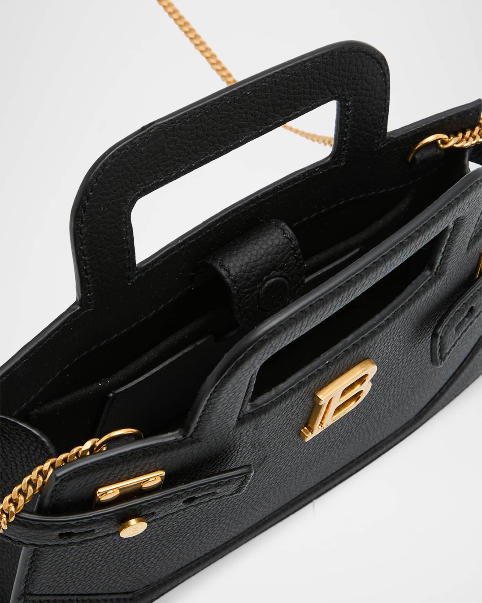 Balmain BBuzz Small Top-Handle Bag in Grained Leather | Neiman Marcus