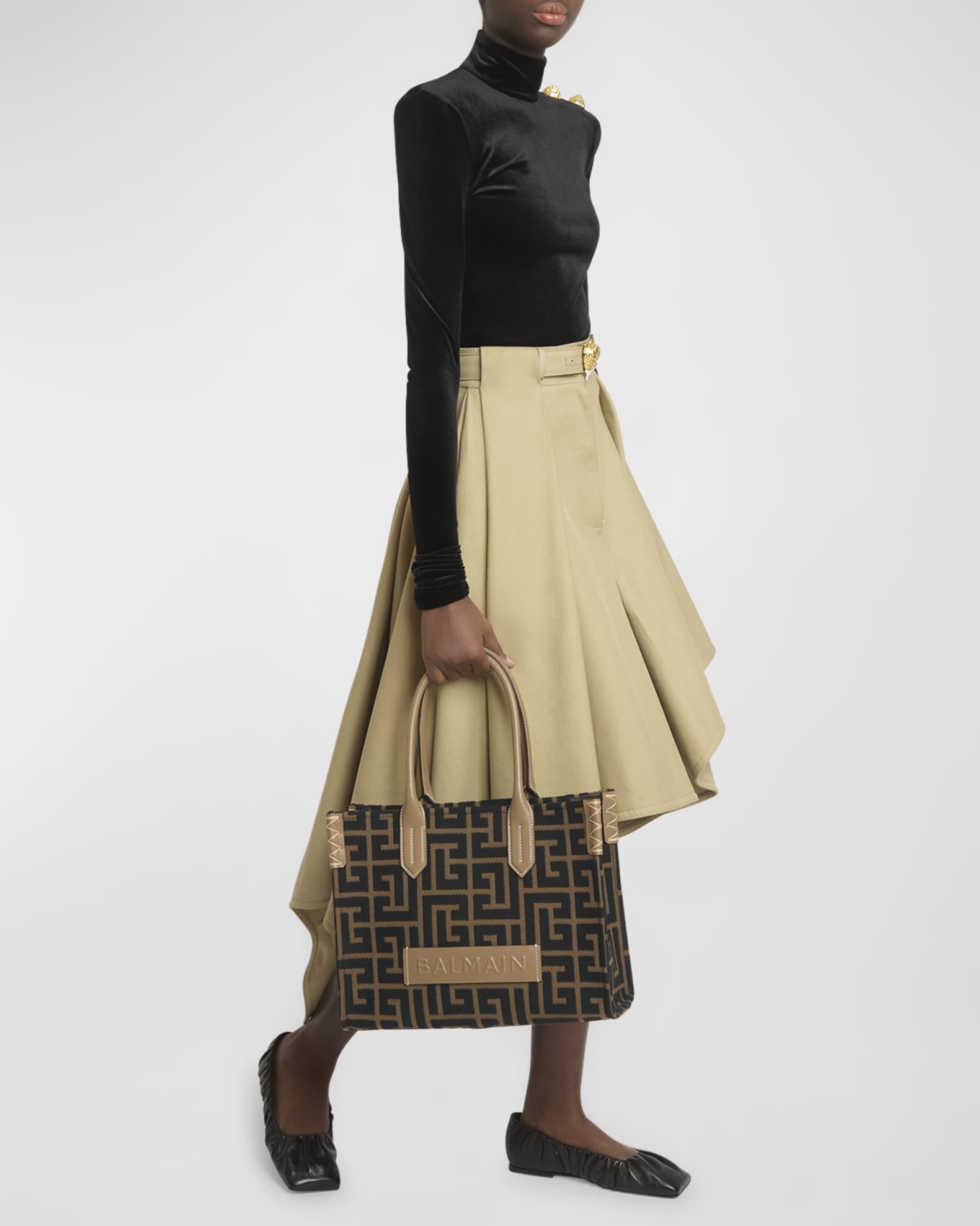 Balmain B Army Medium Shopper Tote Bag in Monogram Jacquard | Neiman Marcus