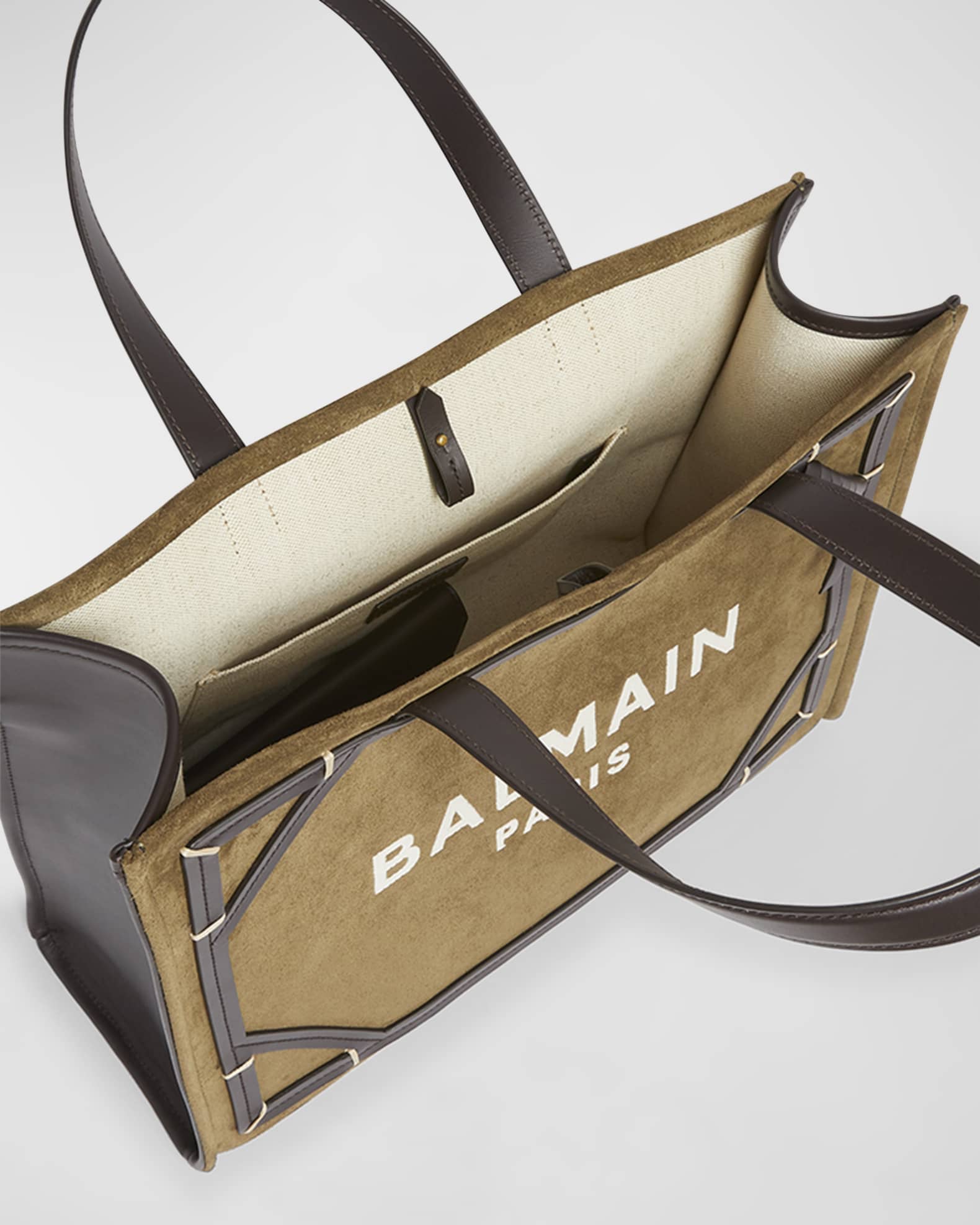 Balmain B Army Medium Shopper Tote Bag in Suede | Neiman Marcus