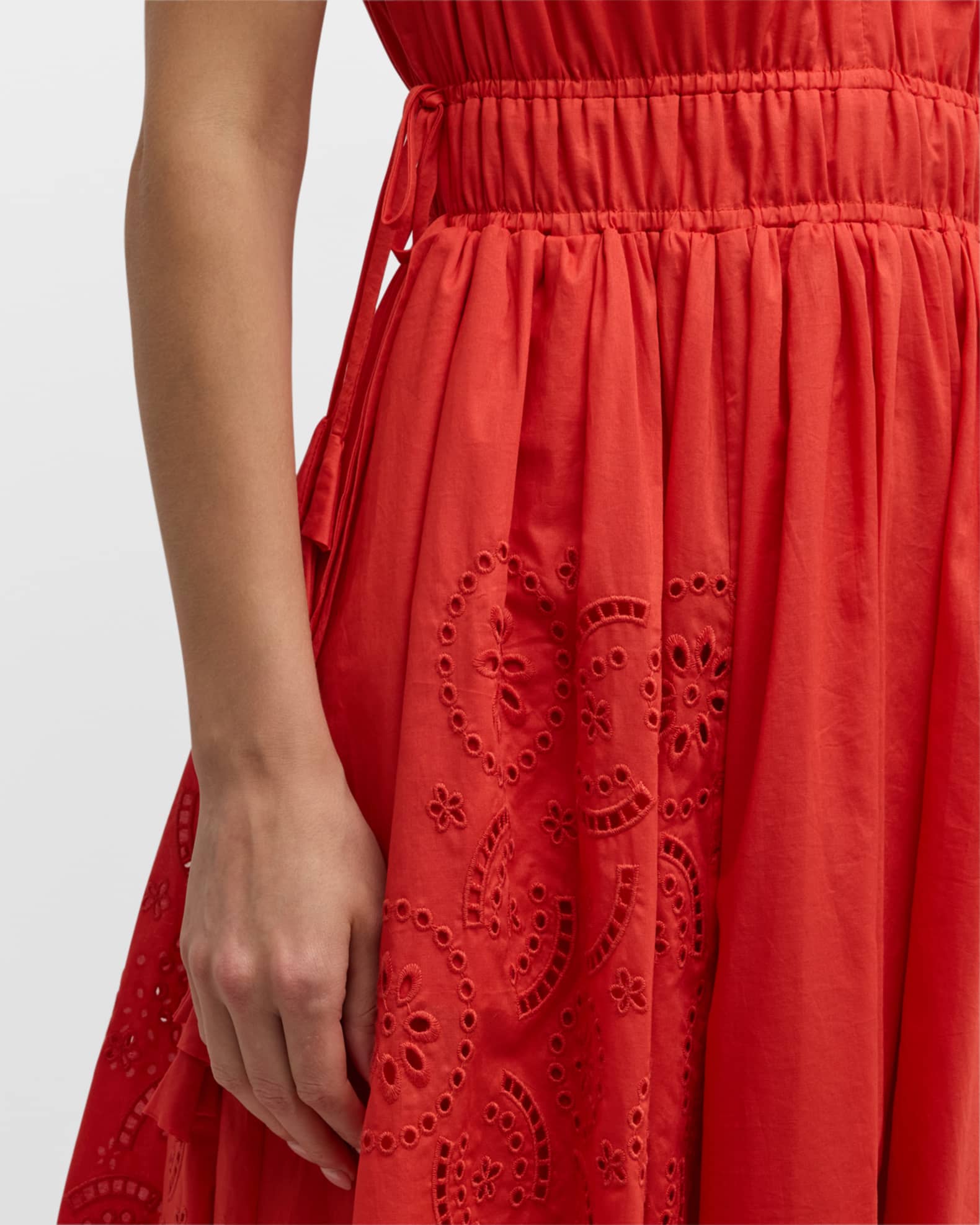 Elie Tahari The Christabel Embroidered Cotton Midi Dress | Neiman Marcus