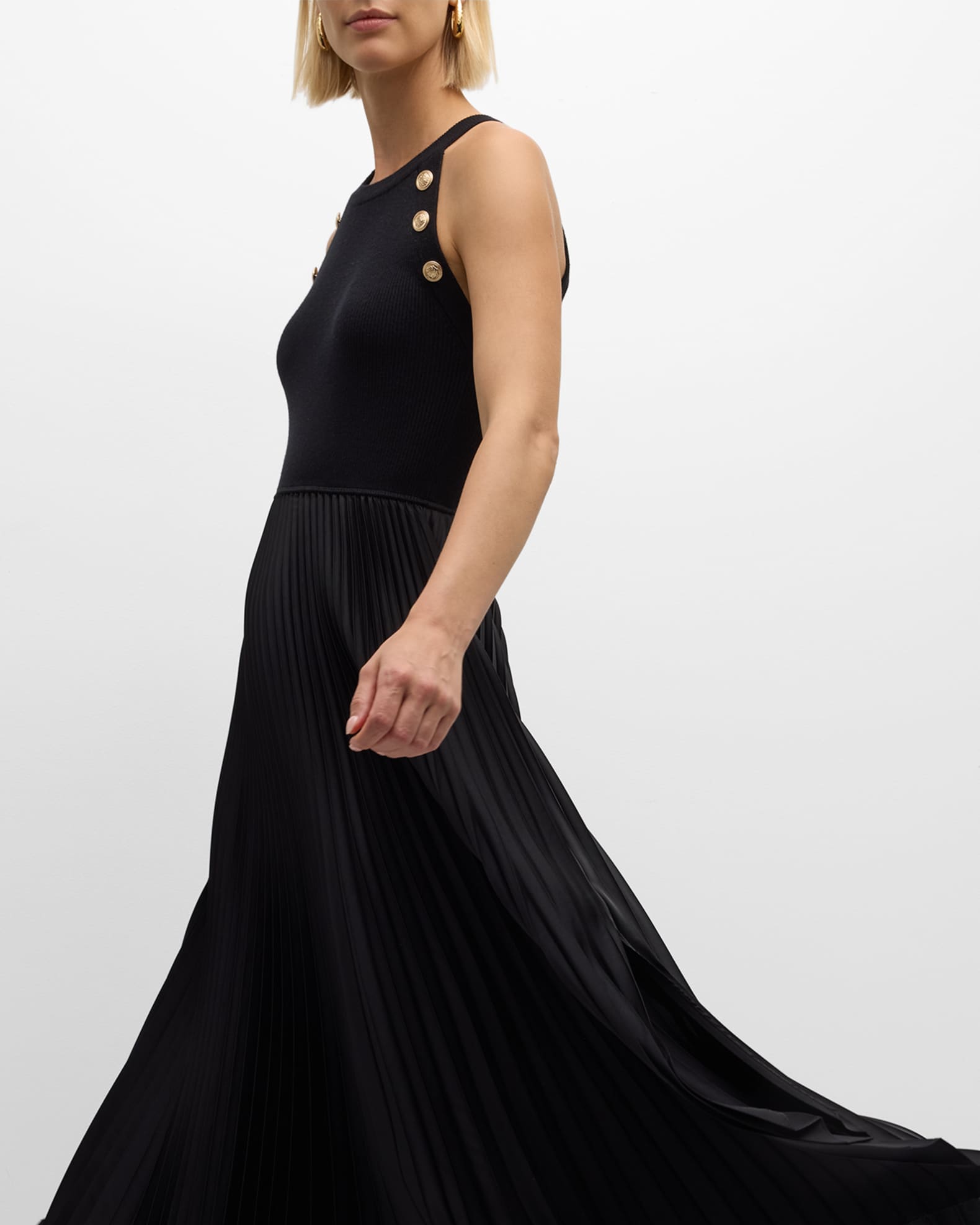 Elie Tahari The Eliana Pleated Halter Midi Dress | Neiman Marcus