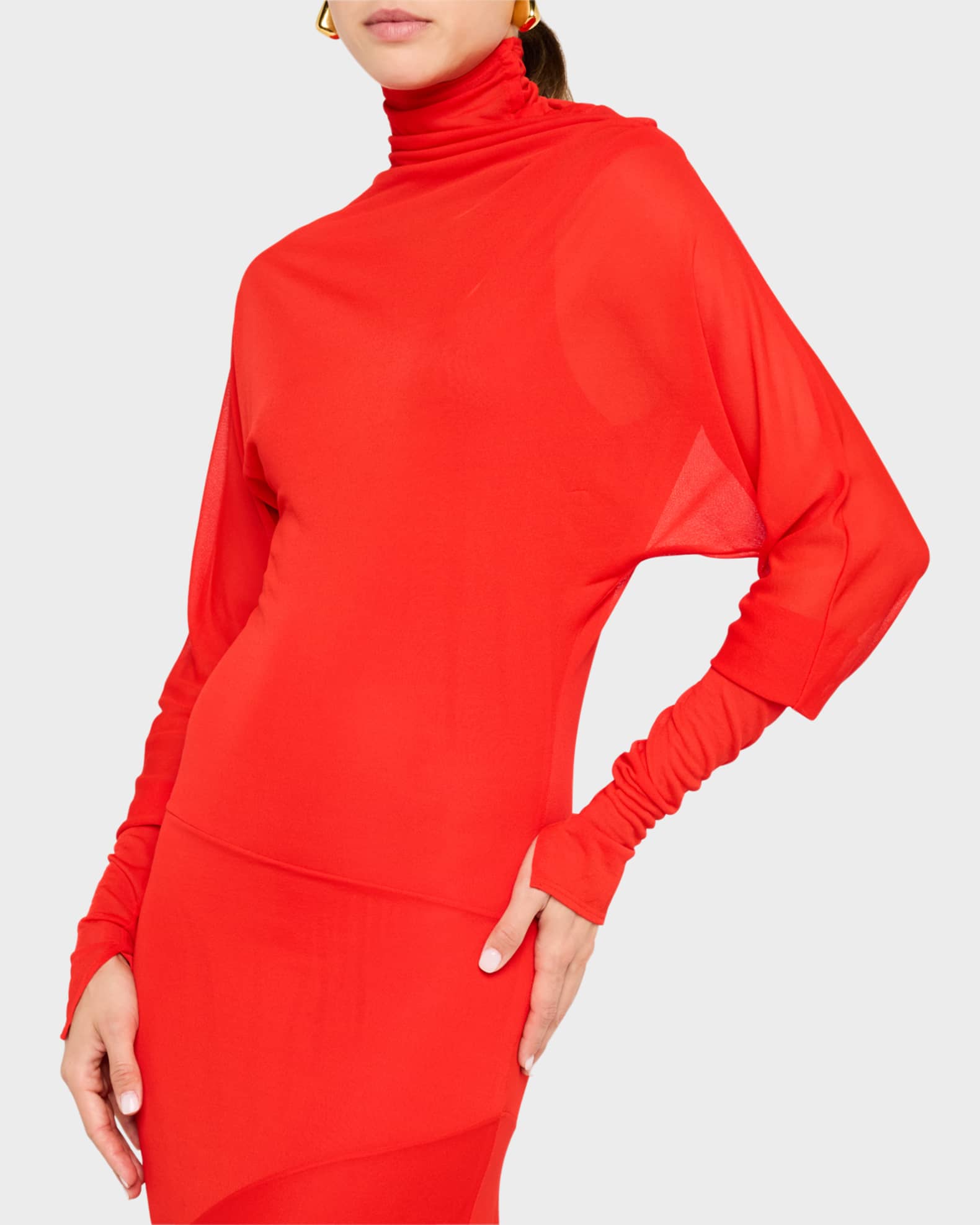 Proenza Schouler Paula Turtleneck Sheer Crepe Jersey Maxi Dress ...