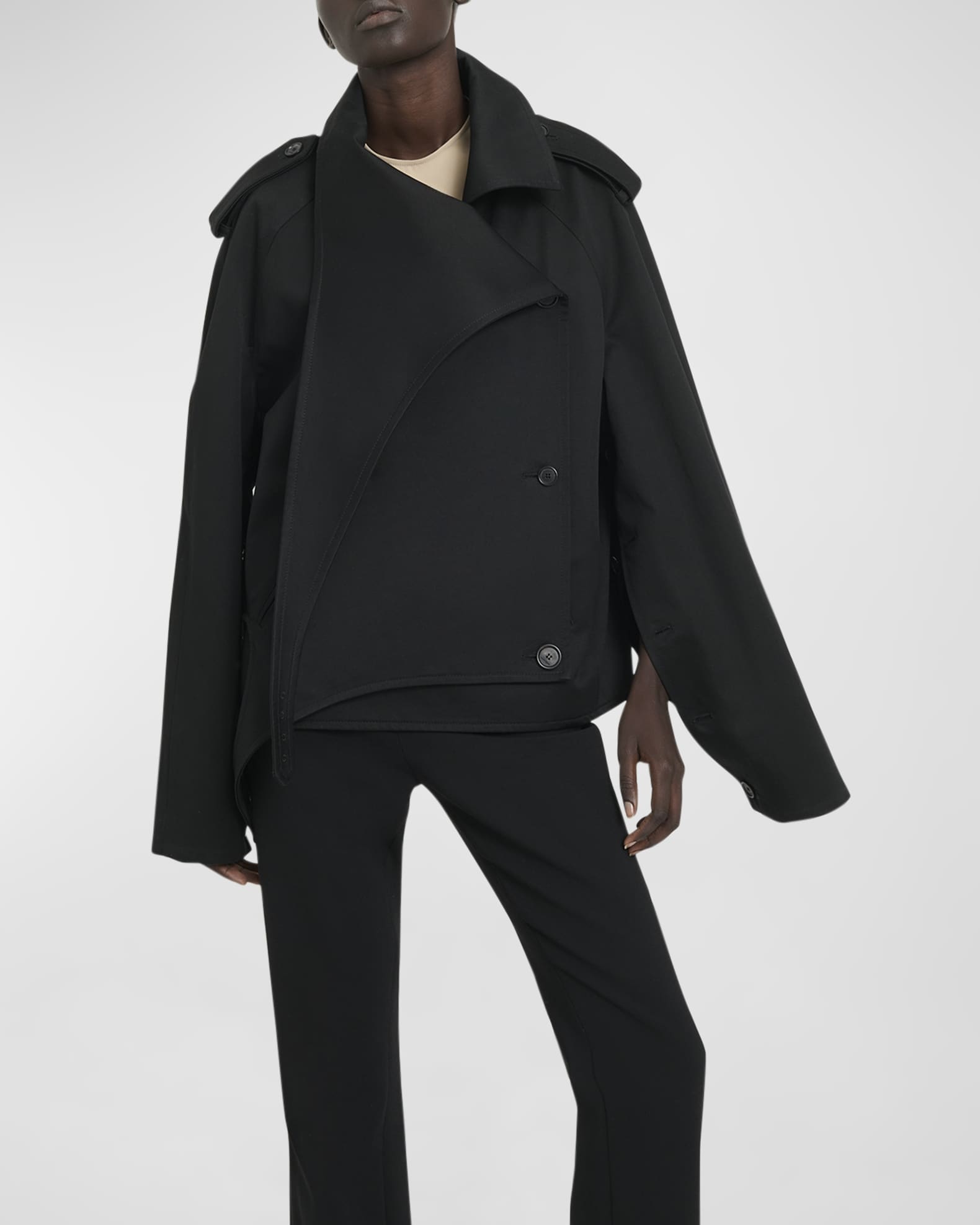 Courreges Oblique Short Trench Coat | Neiman Marcus