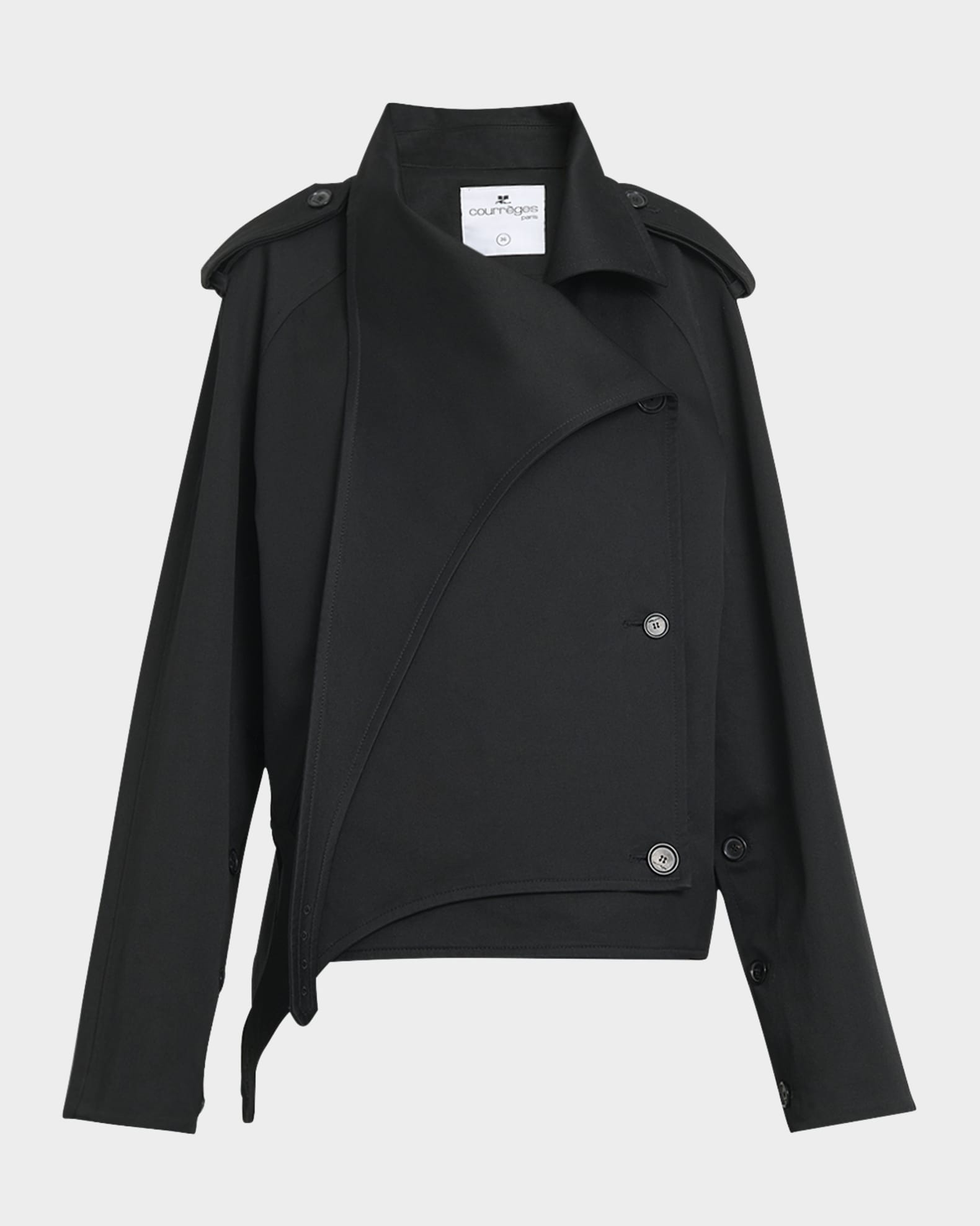 Courreges Oblique Short Trench Coat | Neiman Marcus