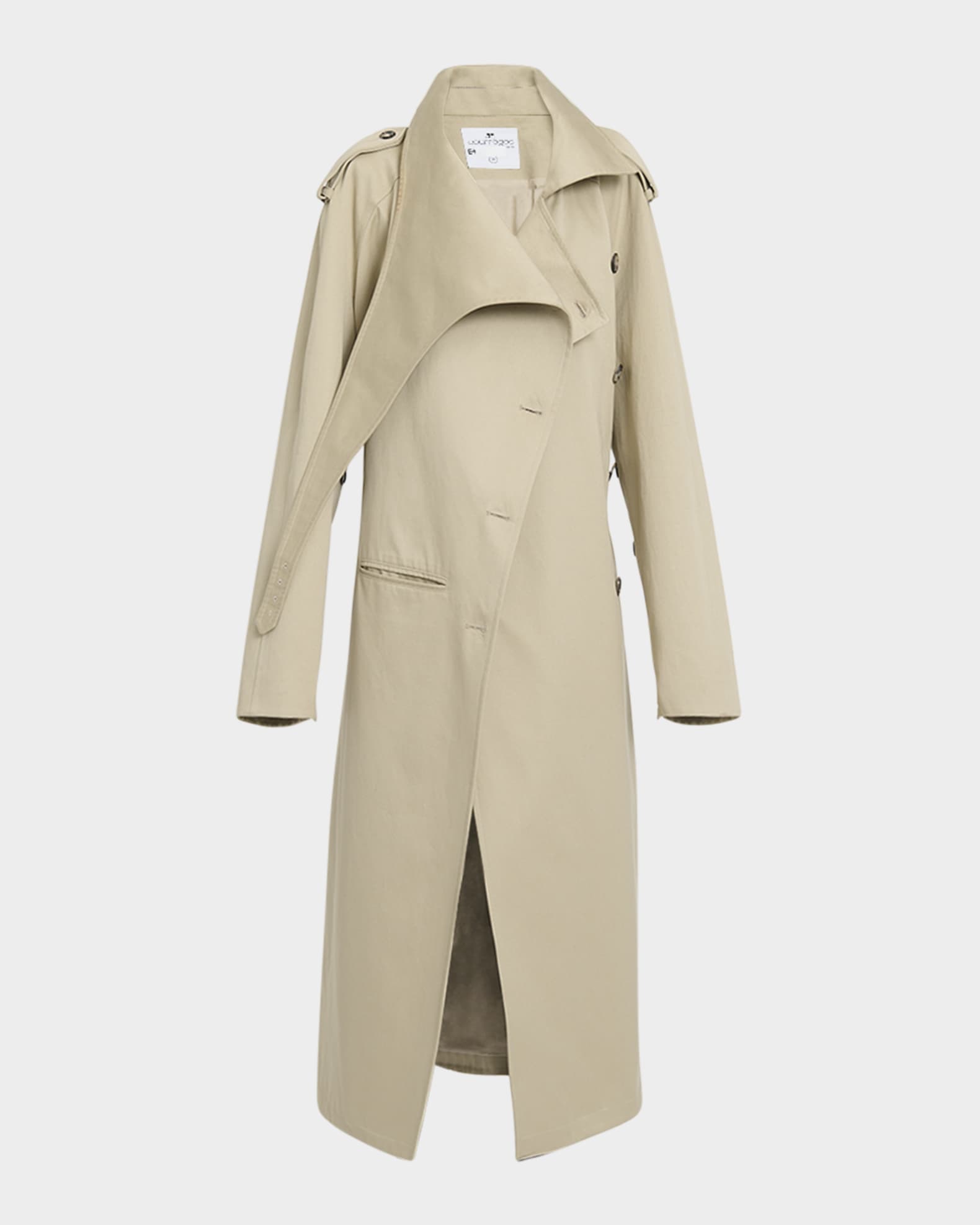 Courreges Oblique Cotton Trench Coat | Neiman Marcus