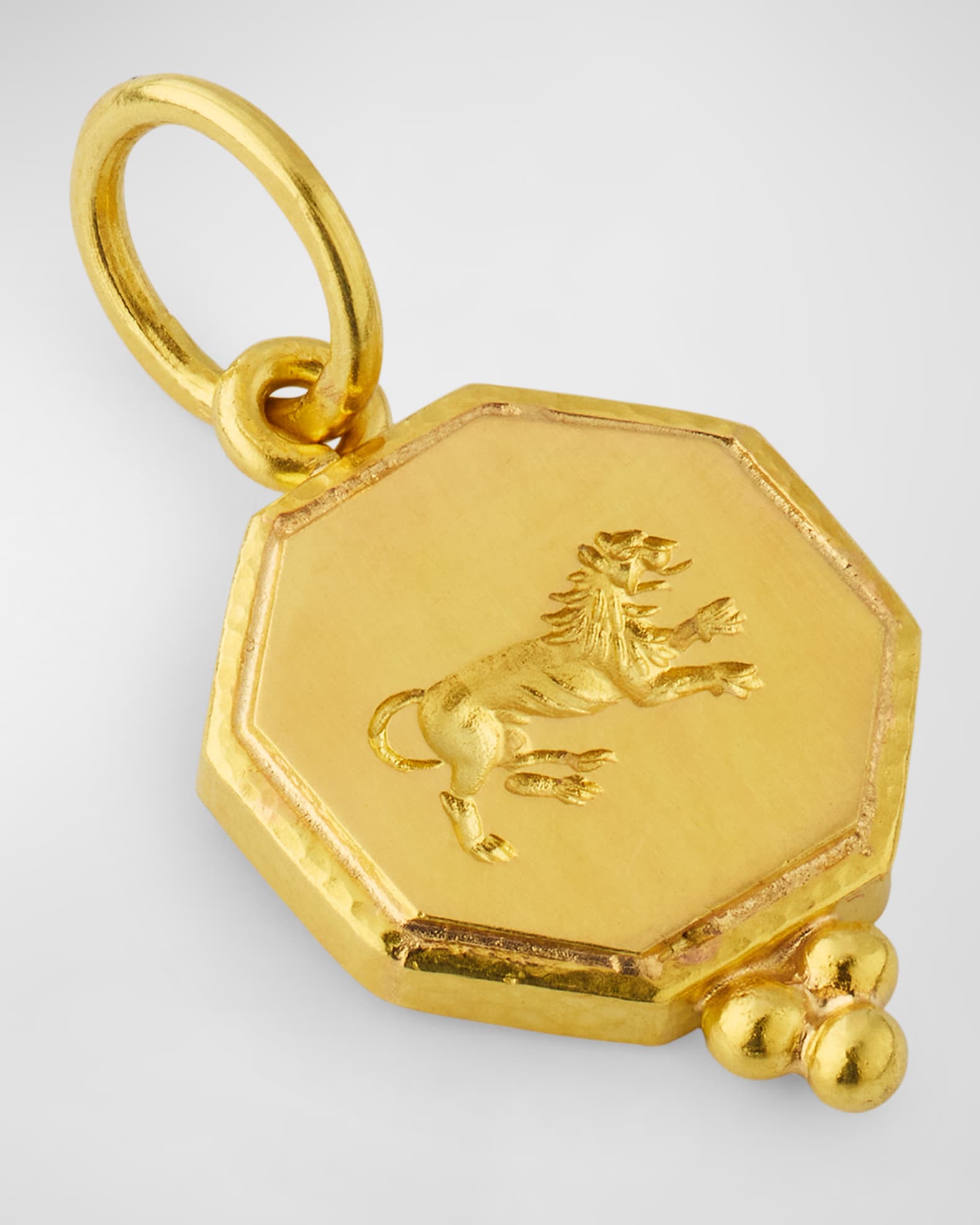 Elizabeth Locke 19K Yellow Gold Octagonal Lion Pendant with Swinging ...