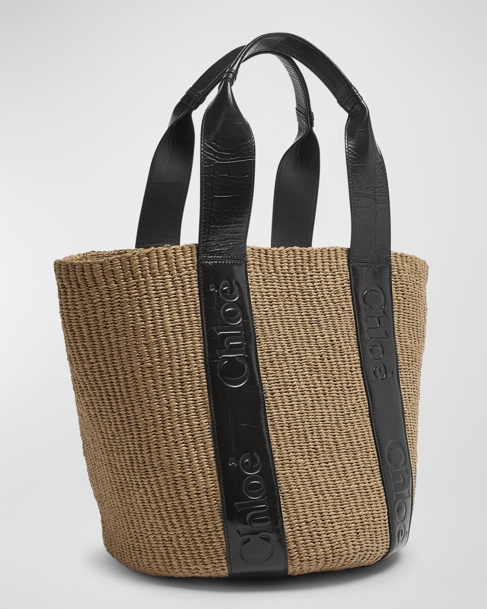 Chloe x Mifuko Woody Large Basket Tote Bag in Paper & Leather | Neiman ...
