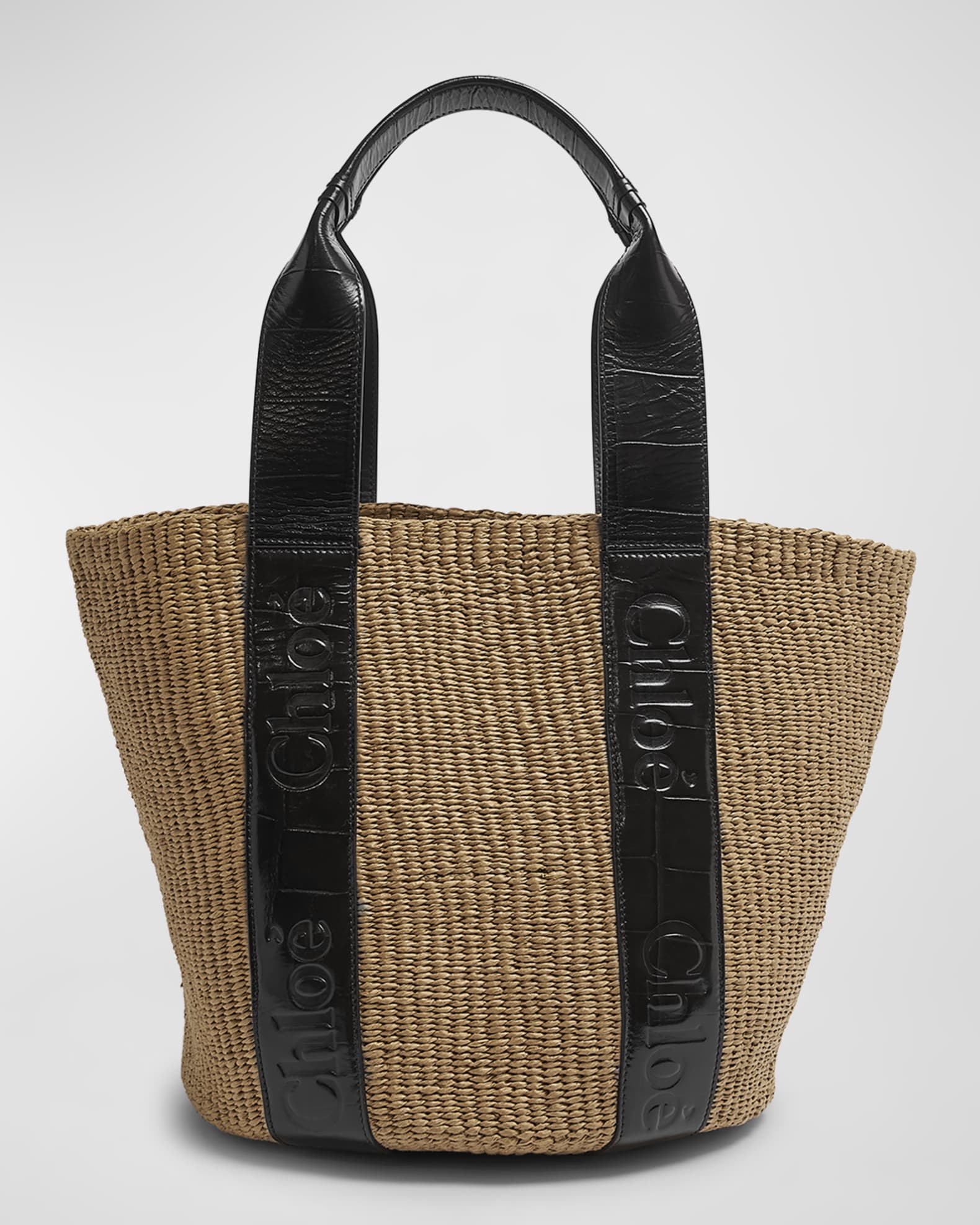 Chloe x Mifuko Woody Large Basket Tote Bag in Paper & Leather | Neiman ...